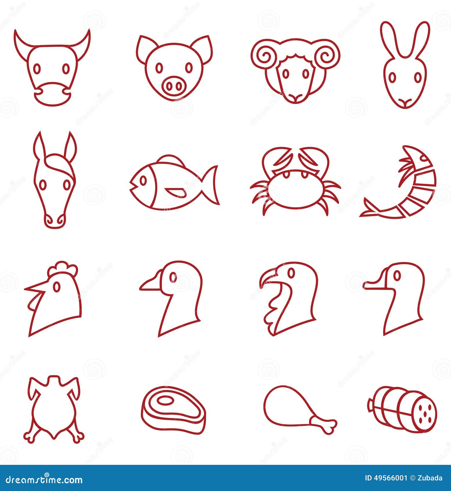 Meat icons stock vector. Illustration of goat, icons - 49566001