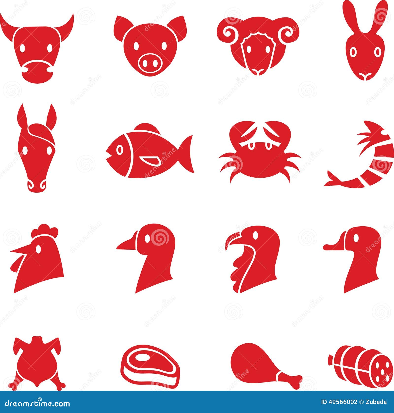 Meat icons stock vector. Illustration of duck, farm, kosher - 49566002
