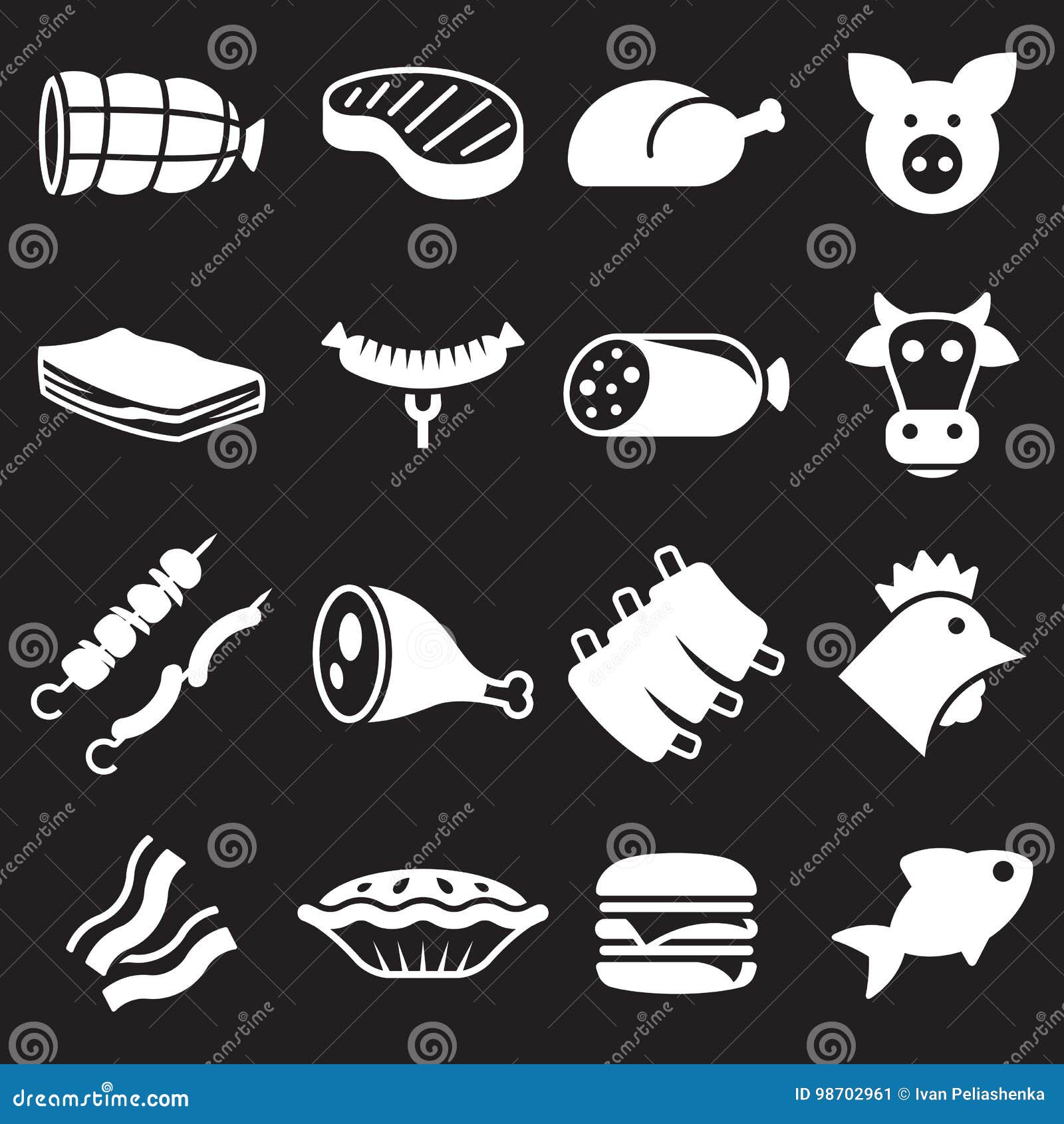 Meat icons set stock illustration. Illustration of poultry - 98702961