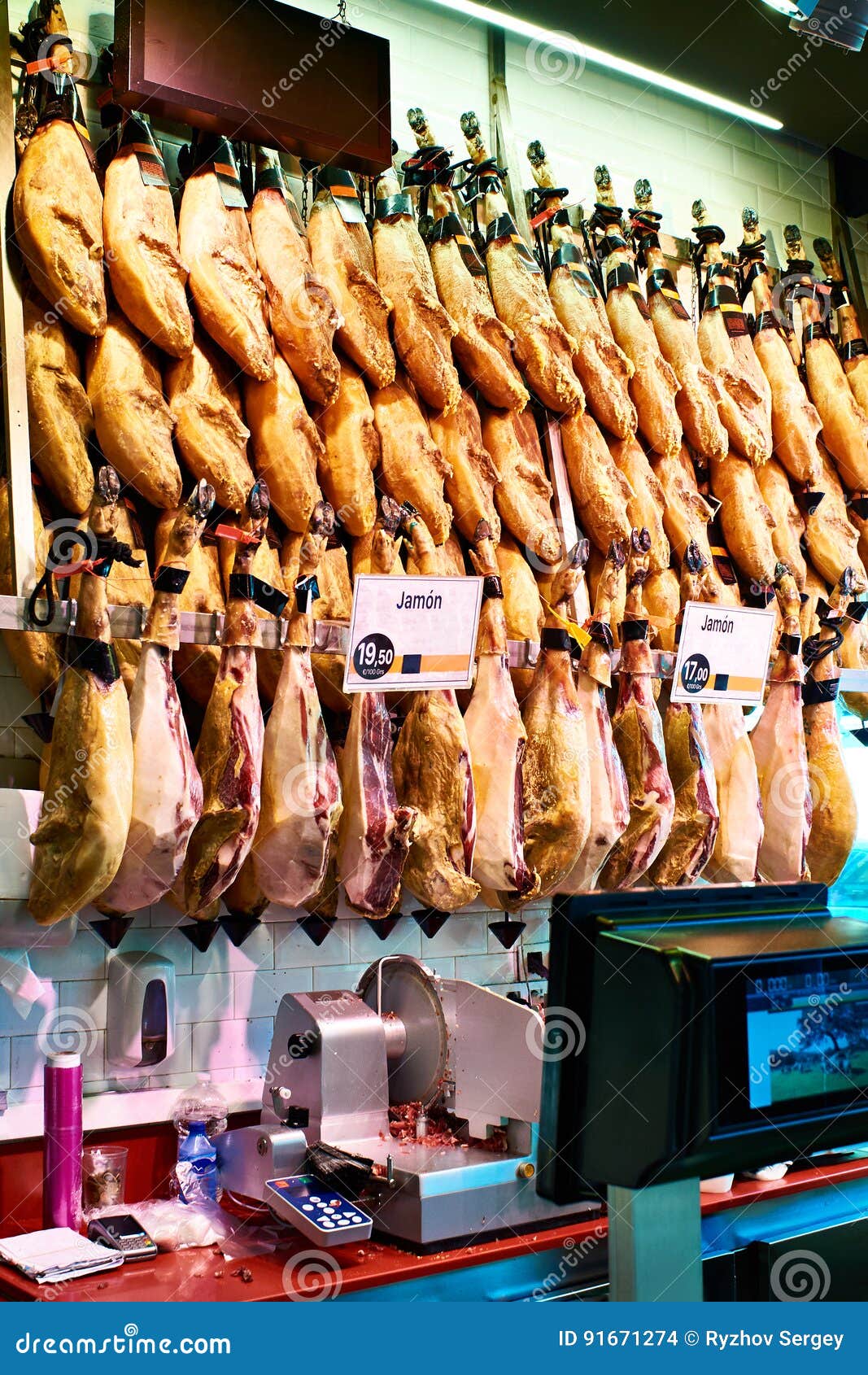 Meat Jamon in Spanish Market Editorial Stock Image - Image of tasty ...