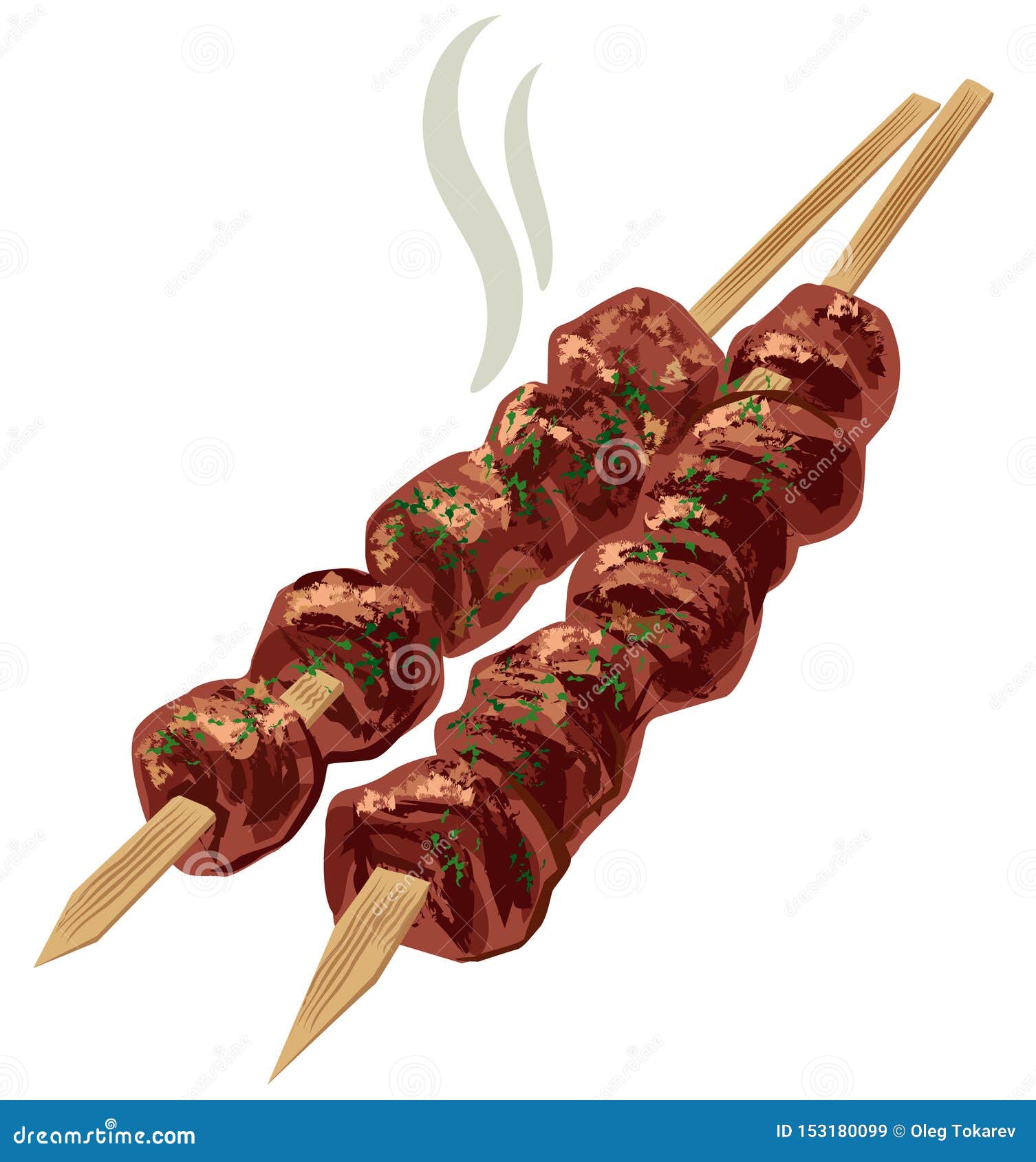 Kebabs On Skewers, Roasted Meat - Lamb, Pork. Cartoon Flat Style ...