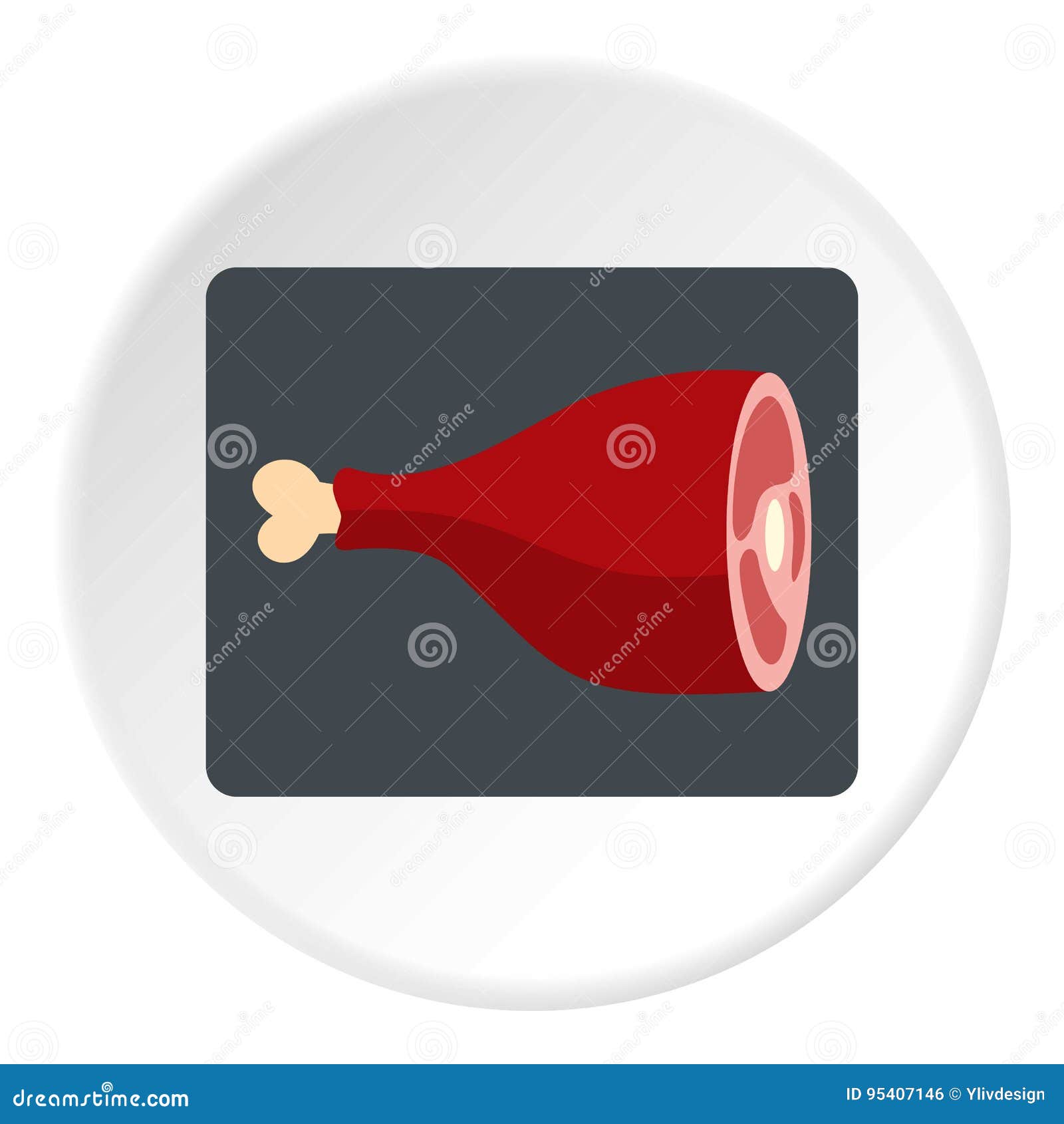 Meat leg icon circle stock vector. Illustration of barbecue - 95407146
