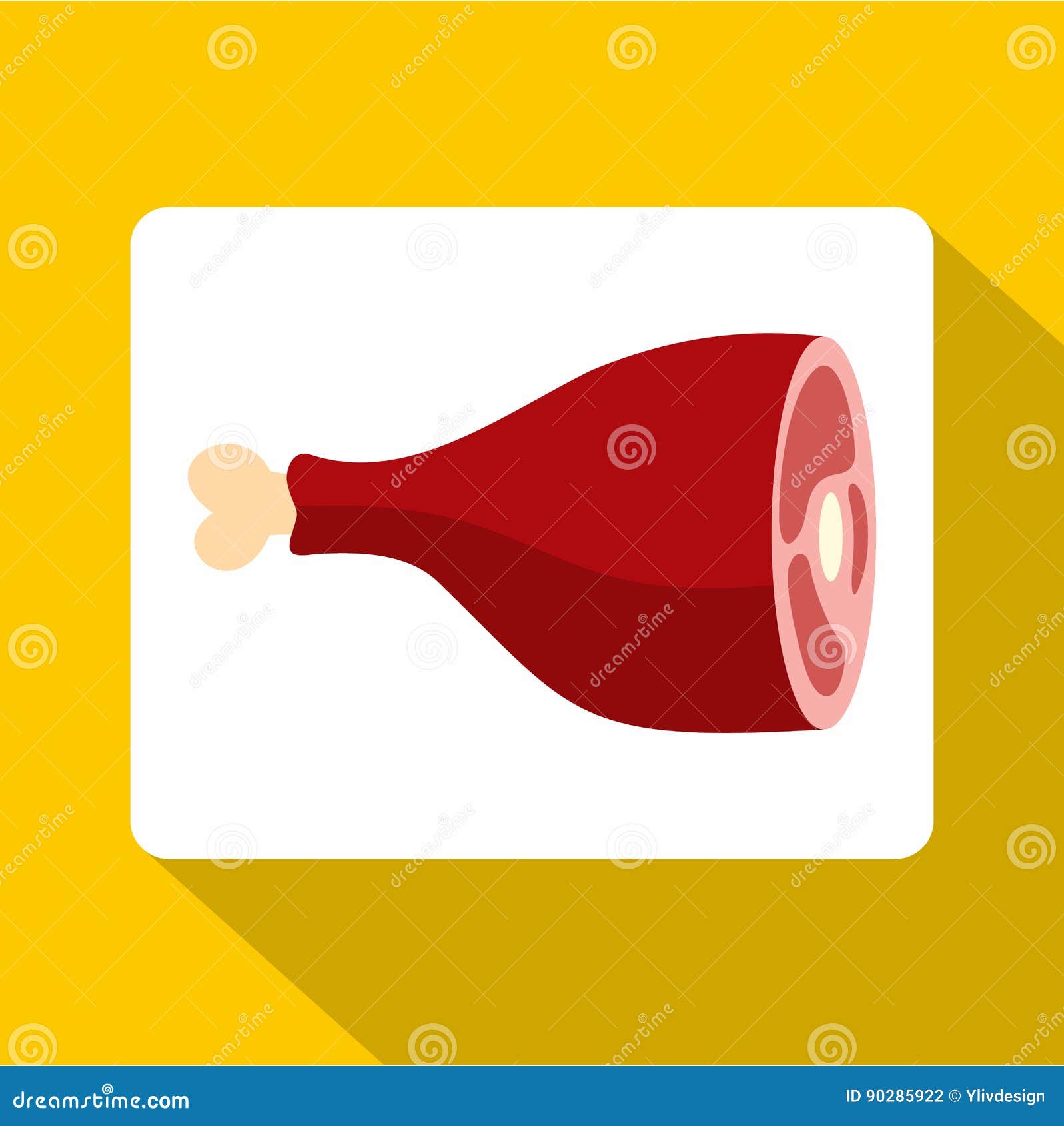 Meat leg icon, flat style stock vector. Illustration of drumstick ...