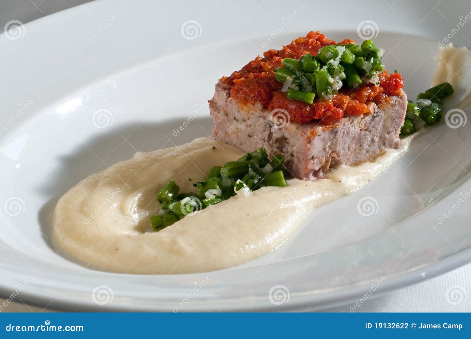 Meat loaf with green beans stock photo. Image of white - 19132622
