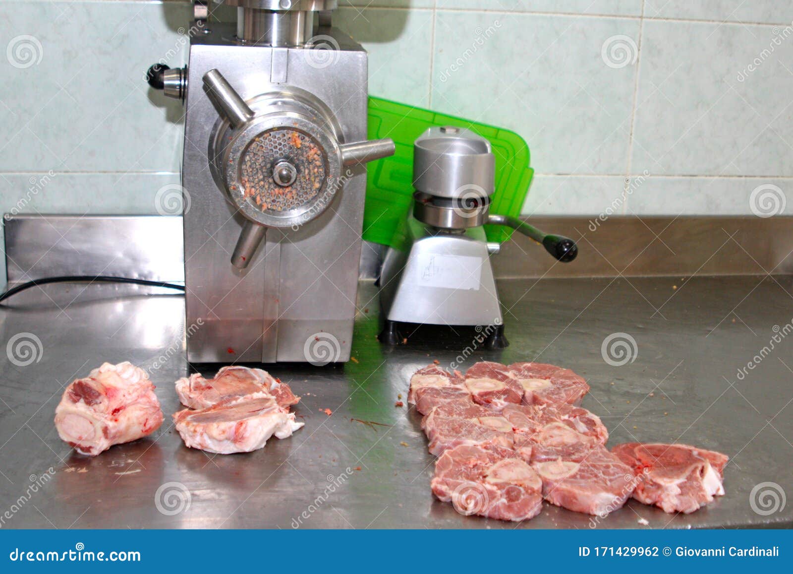 Meat machine butcher shop stock photo. Image of machine - 171429962