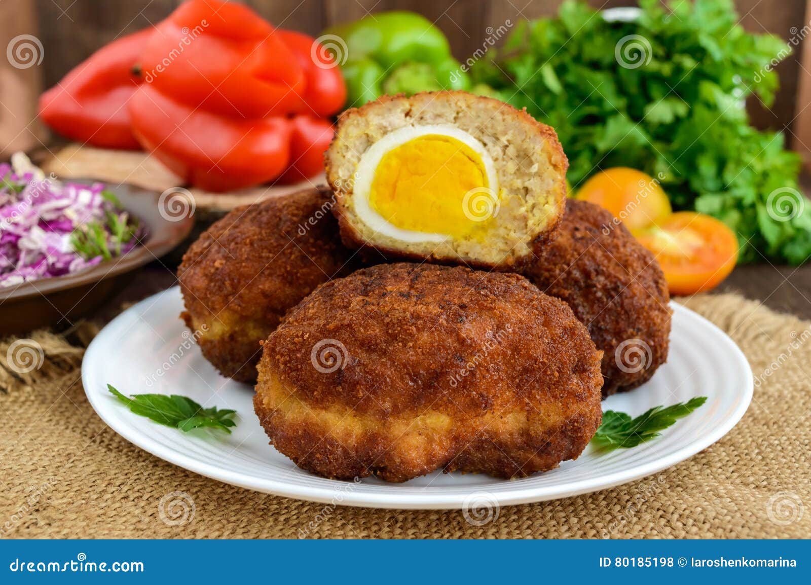 Meat Mini-rolls (cutlet) with Boiled Egg. Stock Photo - Image of beef ...