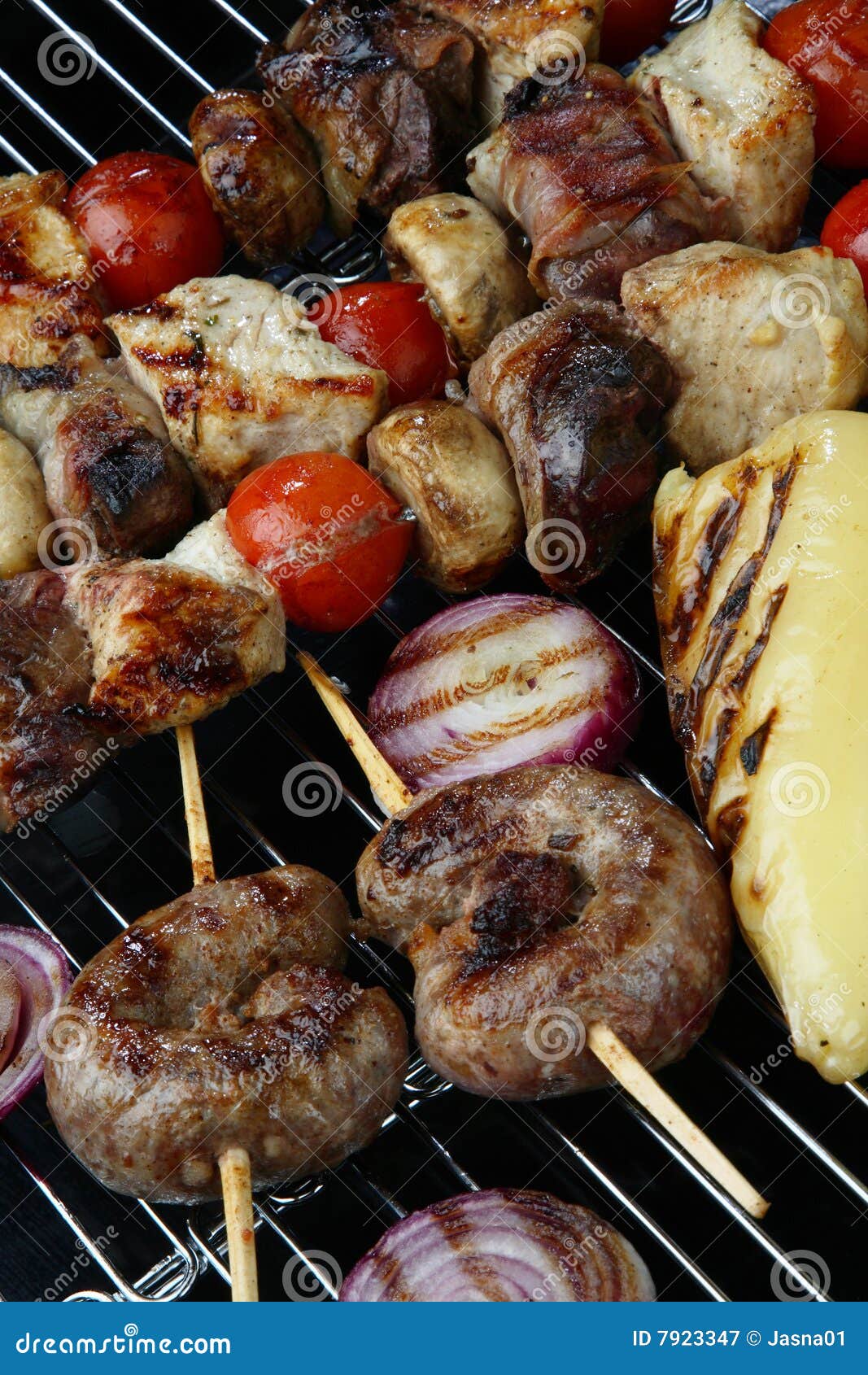 Meat Mix with Vegetable on Grill Stock Image - Image of baked, pieces ...