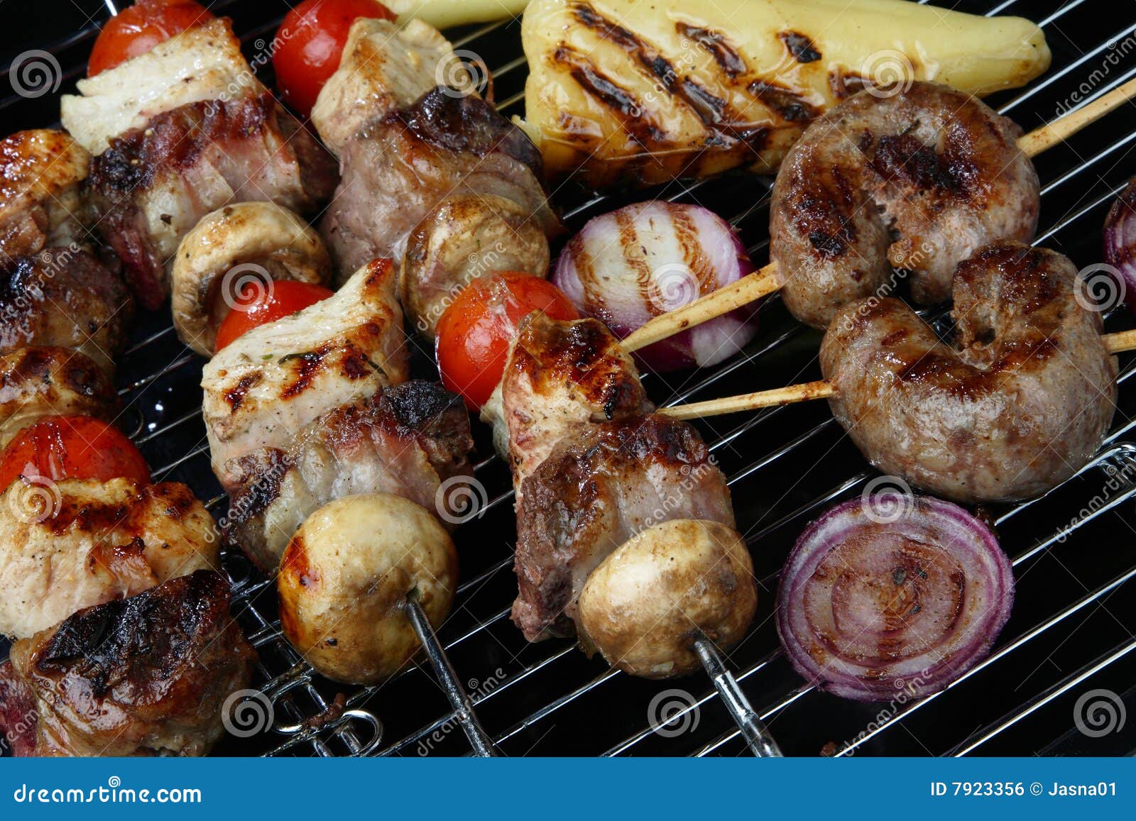 Meat Mix with Vegetable on Grill Stock Photo - Image of grill, sausage ...