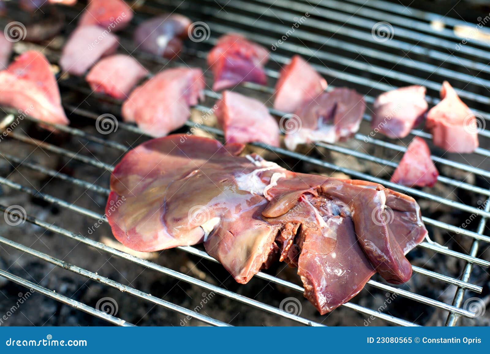 Meat organs on barbecue stock image. Image of closeup - 23080565