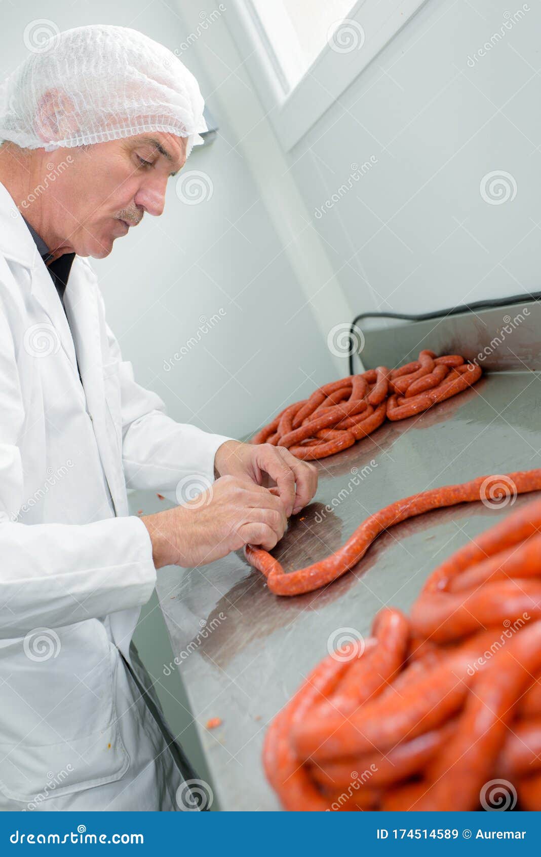 Meat Packer Making Sausages Stock Image - Image of slaugher ...
