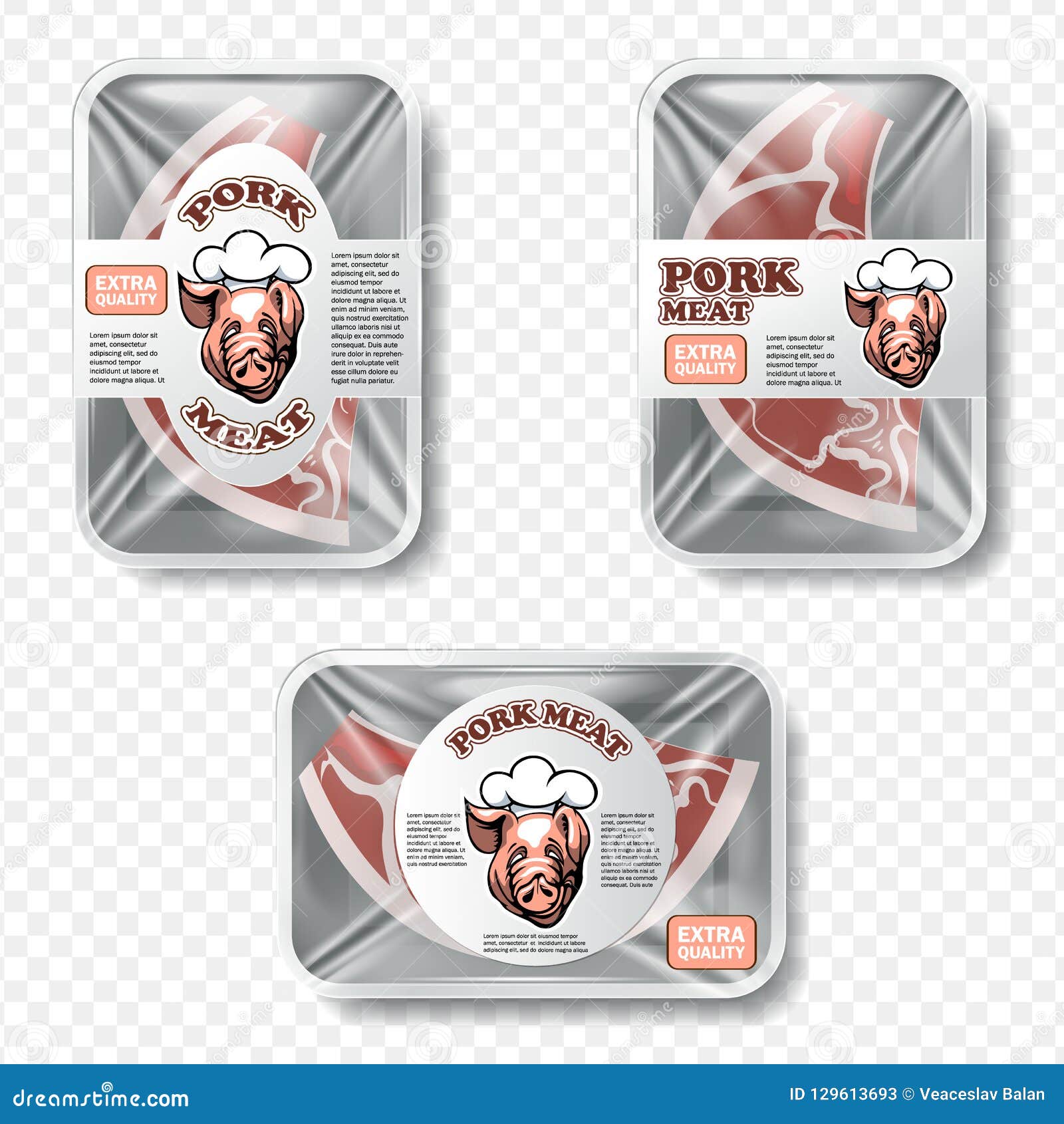 Meat Packing with Label and Pattern. Stock Vector - Illustration of ...