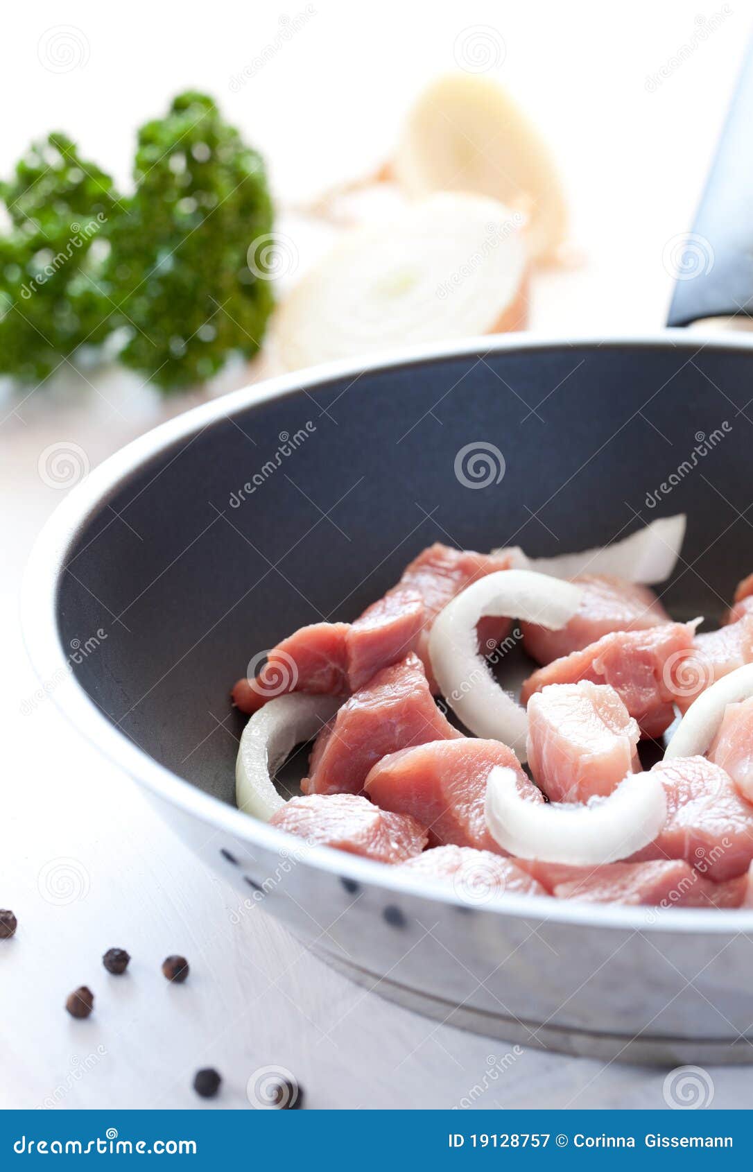 Meat in a pan stock image. Image of nutrition, prepare - 19128757