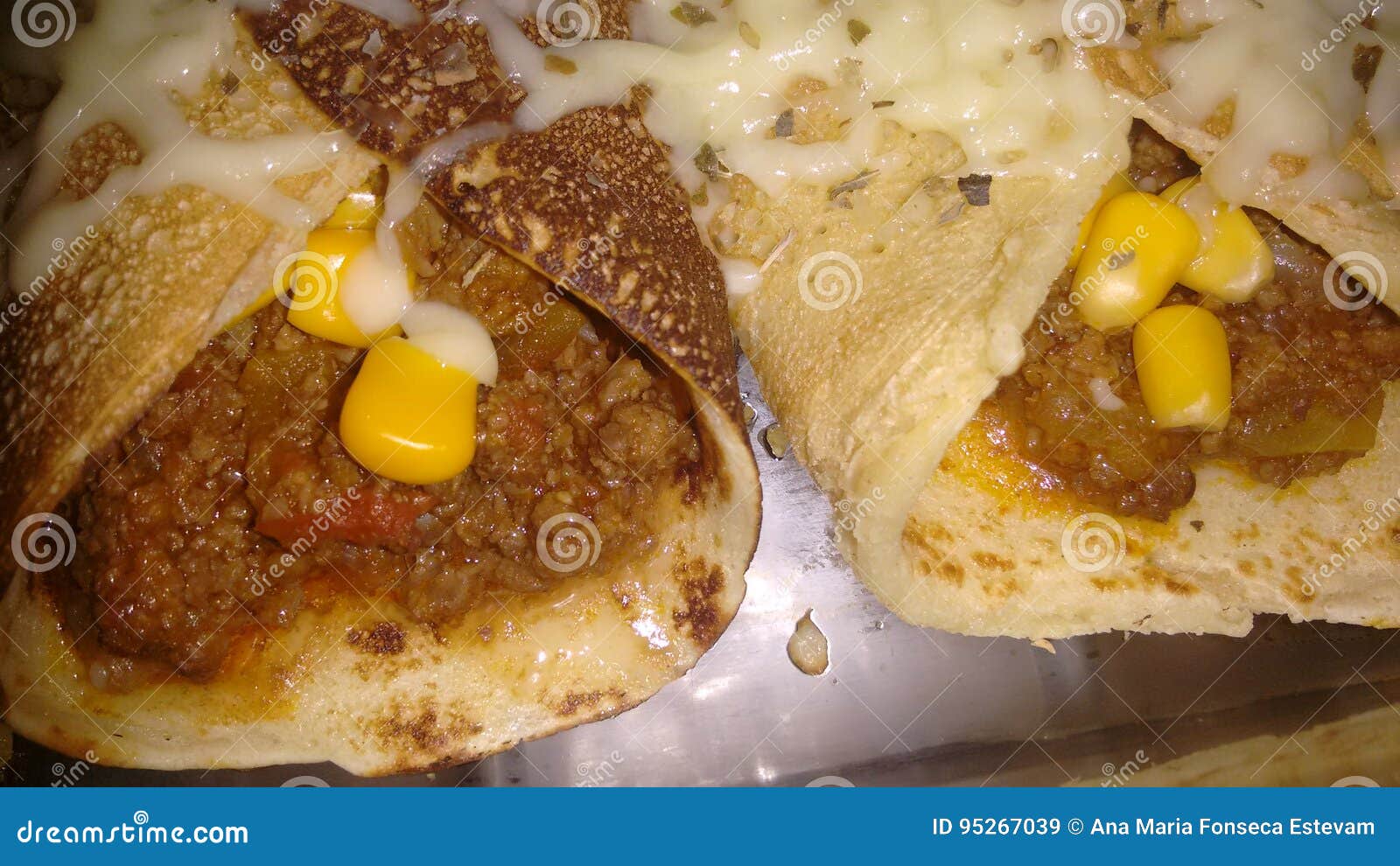 Meat pancake stock image. Image of pancake, meat, green - 95267039