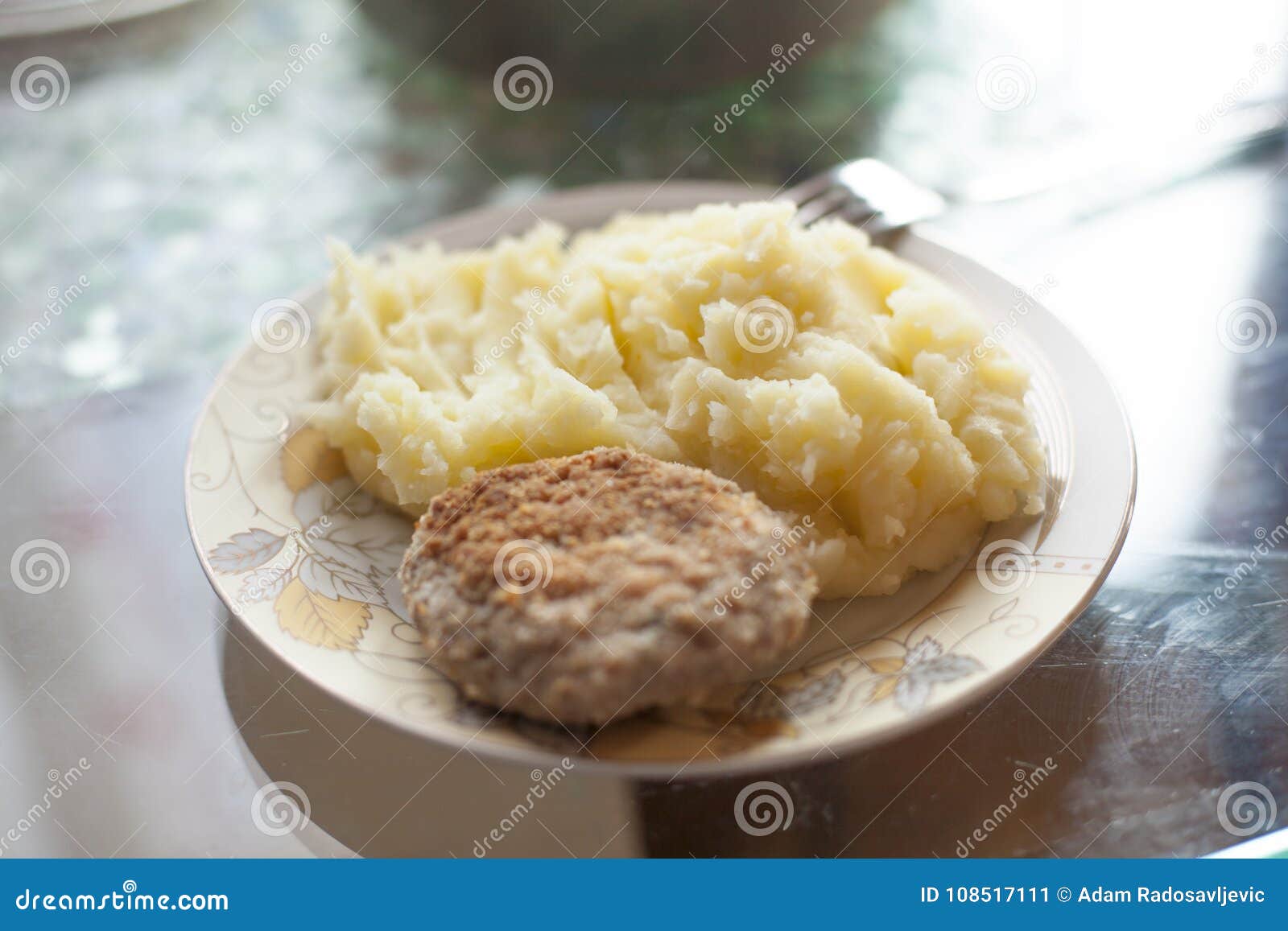 Meat Pattie with Potato Puree Stock Image - Image of closeup, patties ...
