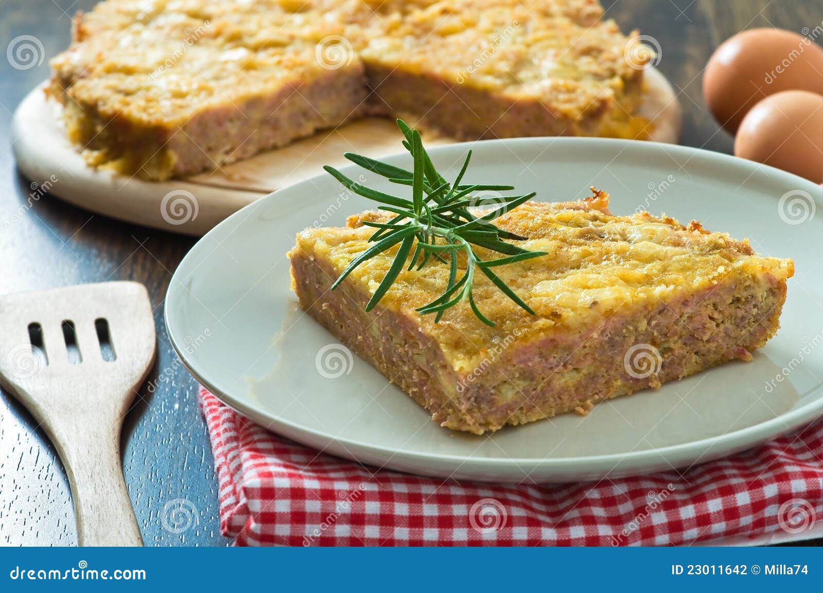 Meat pie. stock photo. Image of dish, cookware, napkin - 23011642