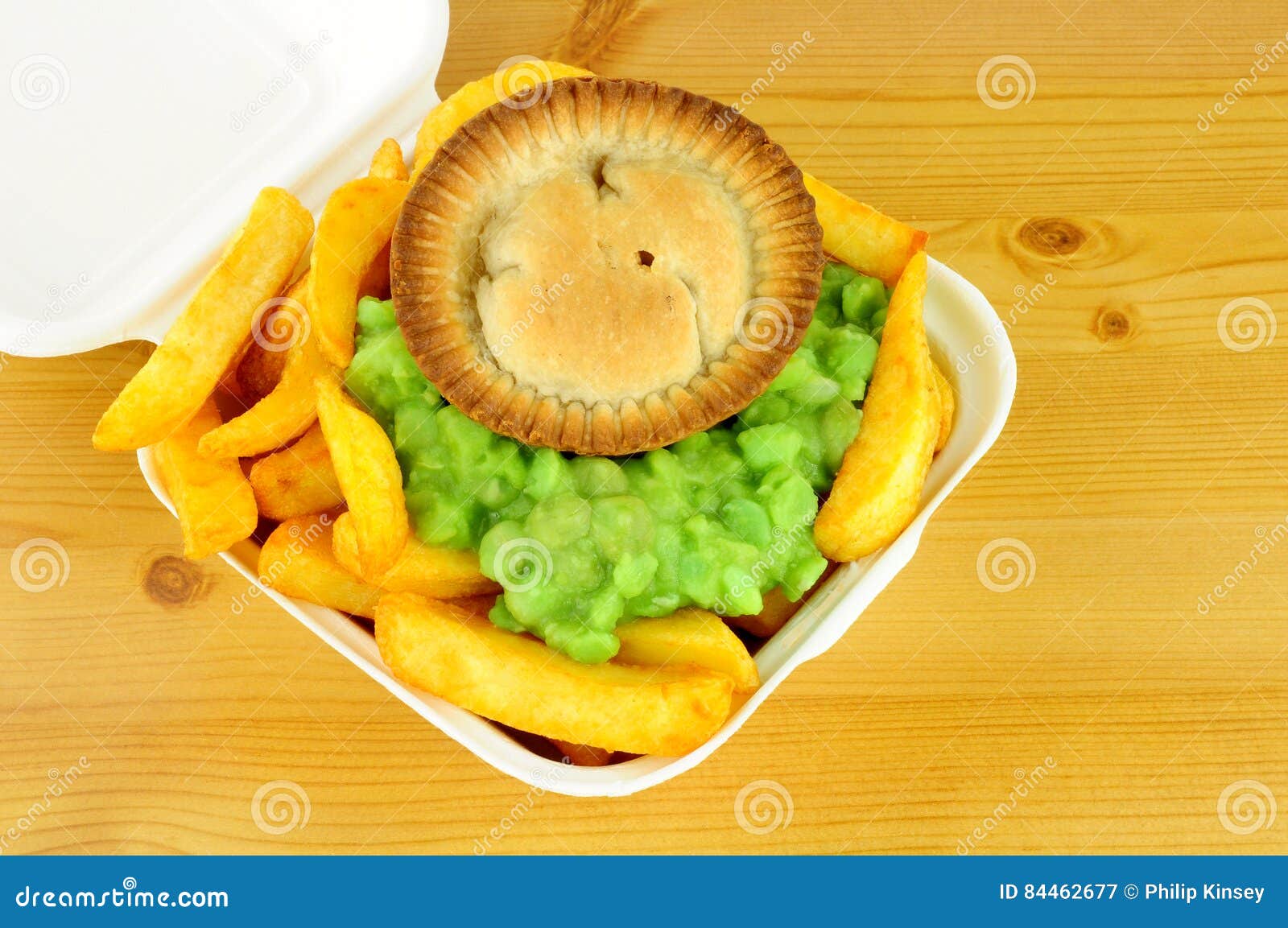 Meat Pie and Chips in Take Away Box Stock Image - Image of fries ...
