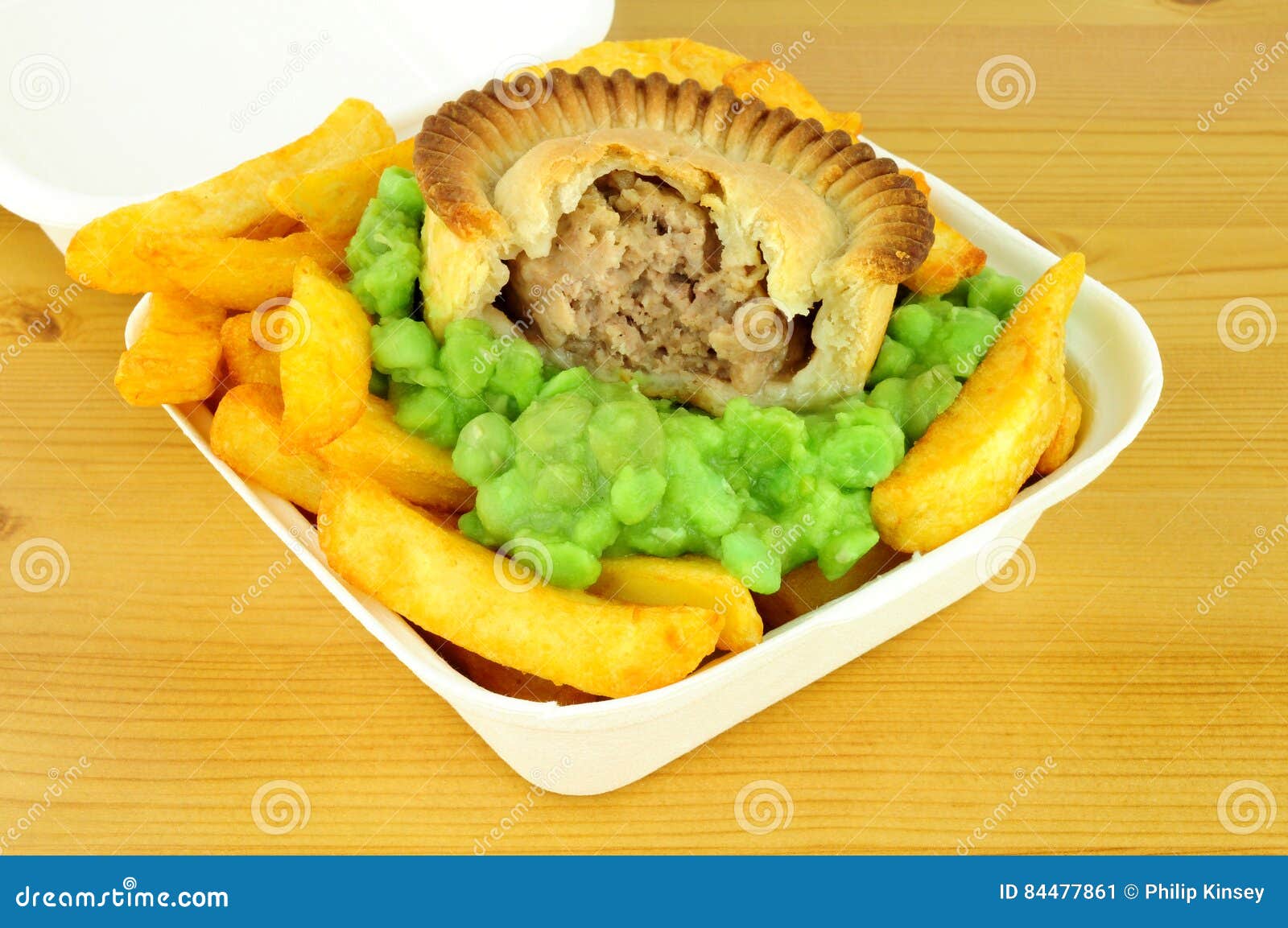 Meat Pie and Chips in Take Away Box Stock Image - Image of savoury ...