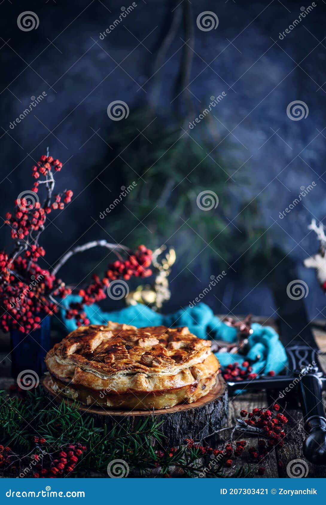 Meat Pie with Different Types of Meat. Rustic Style Stock Image - Image ...