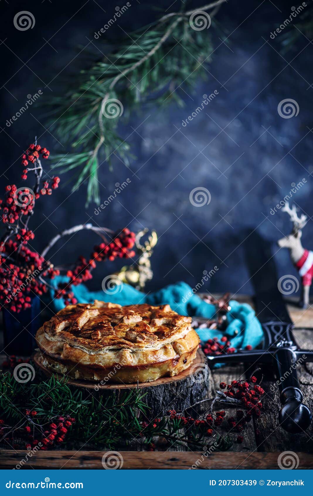 Meat Pie with Different Types of Meat. Rustic Style Stock Image - Image ...
