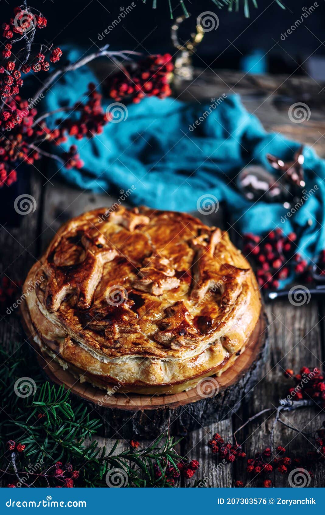 Meat Pie with Different Types of Meat. Rustic Style Stock Photo - Image ...