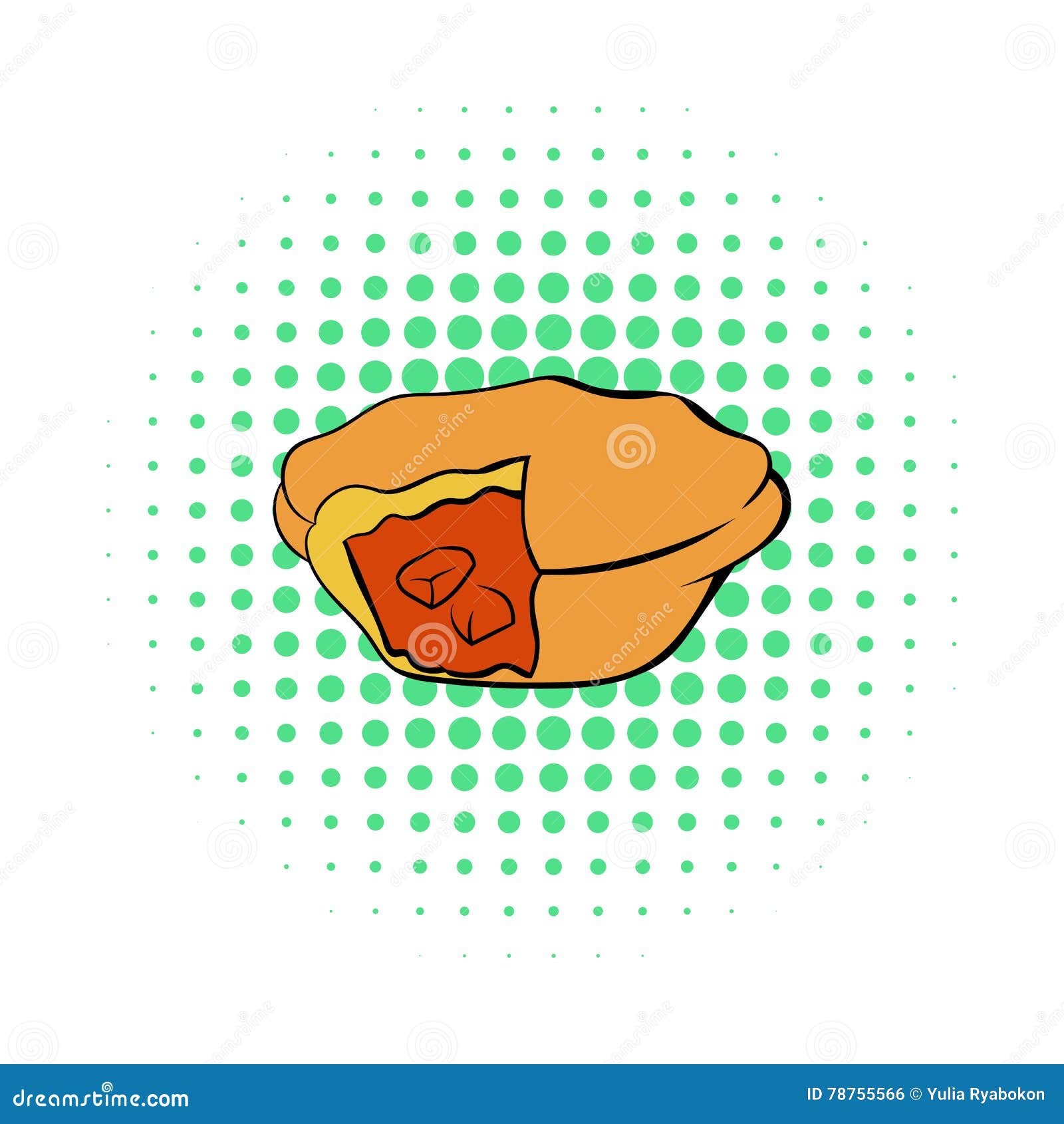 Meat Pie Icon in Comics Style Stock Vector - Illustration of beef, menu ...