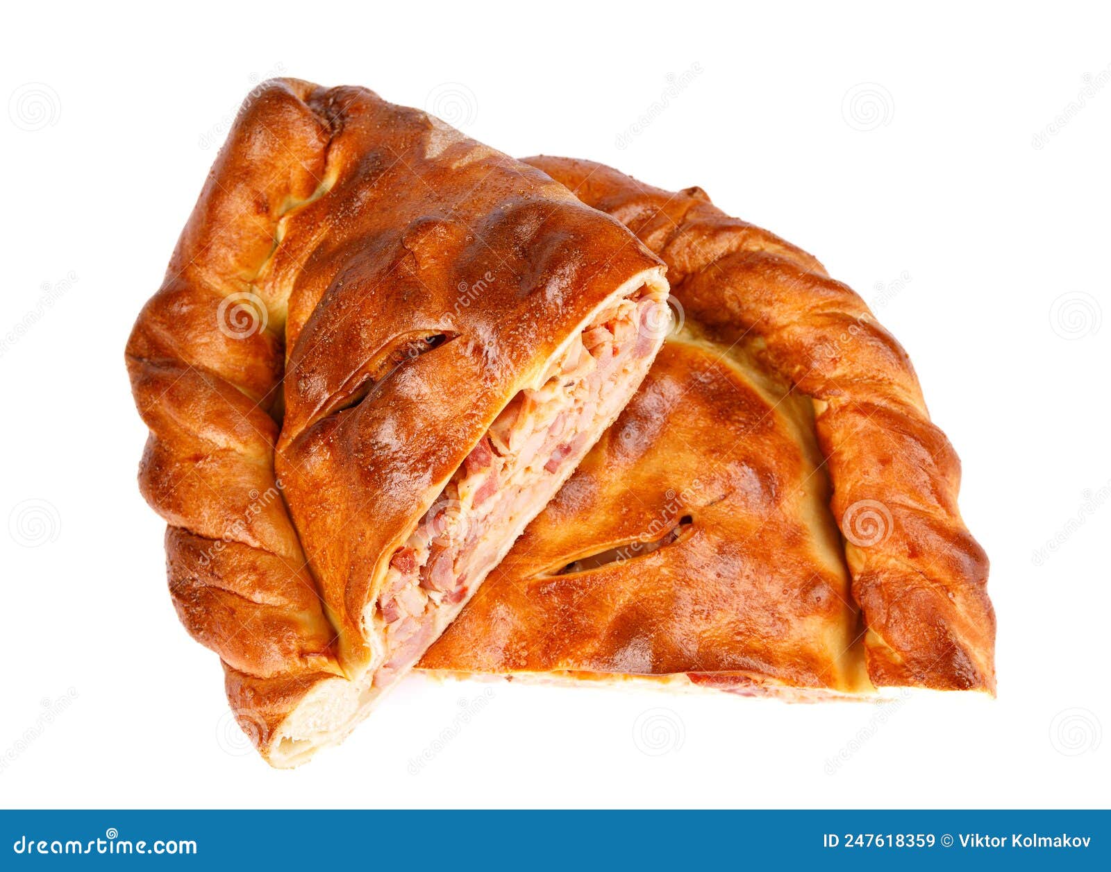 The Meat Pie is Isolated on a White Background. Village Meat Pie Stock ...