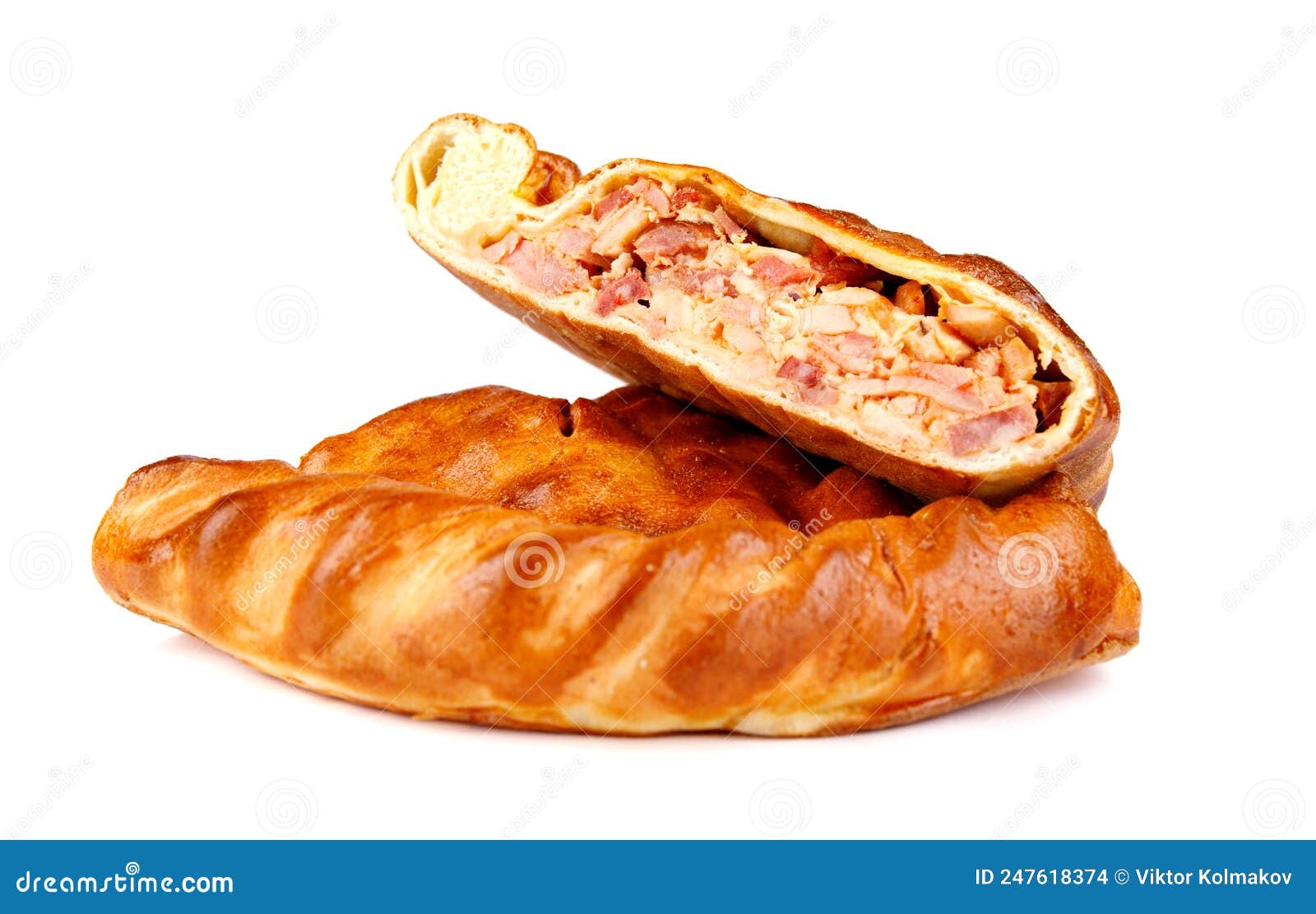 The Meat Pie is Isolated on a White Background. Village Meat Pie Stock ...