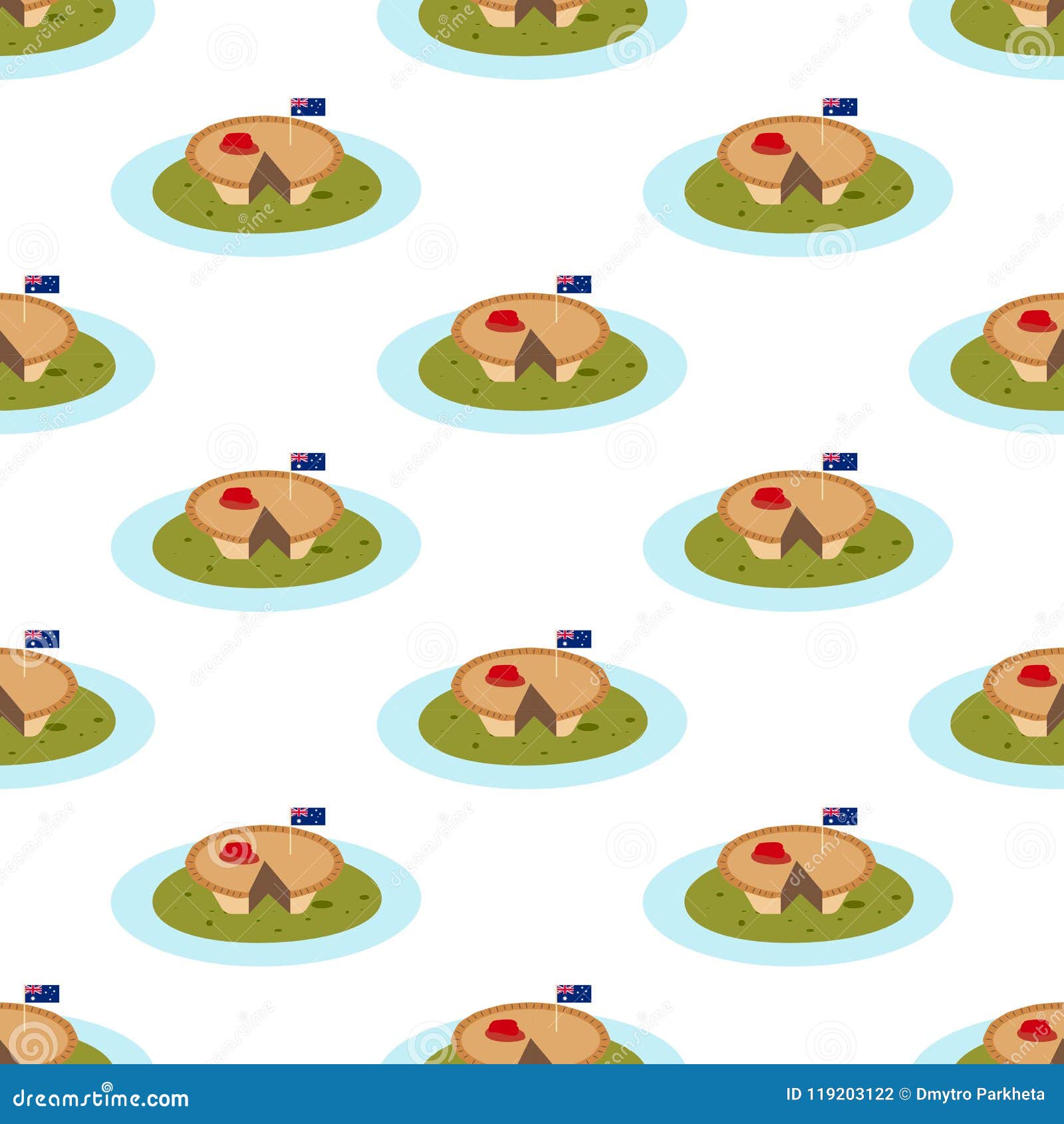 Meat Pie with Pea Soup Seamless Pattern Stock Vector - Illustration of ...