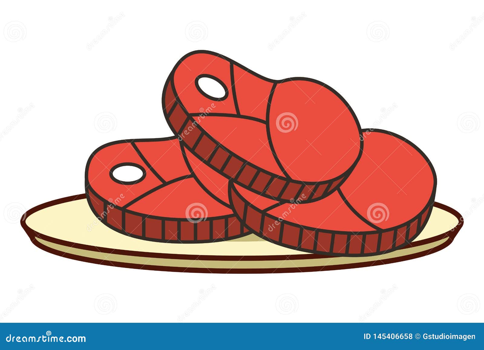 Meat Pieces And Vegetables On A Spit Served Food Cartoon Vector ...