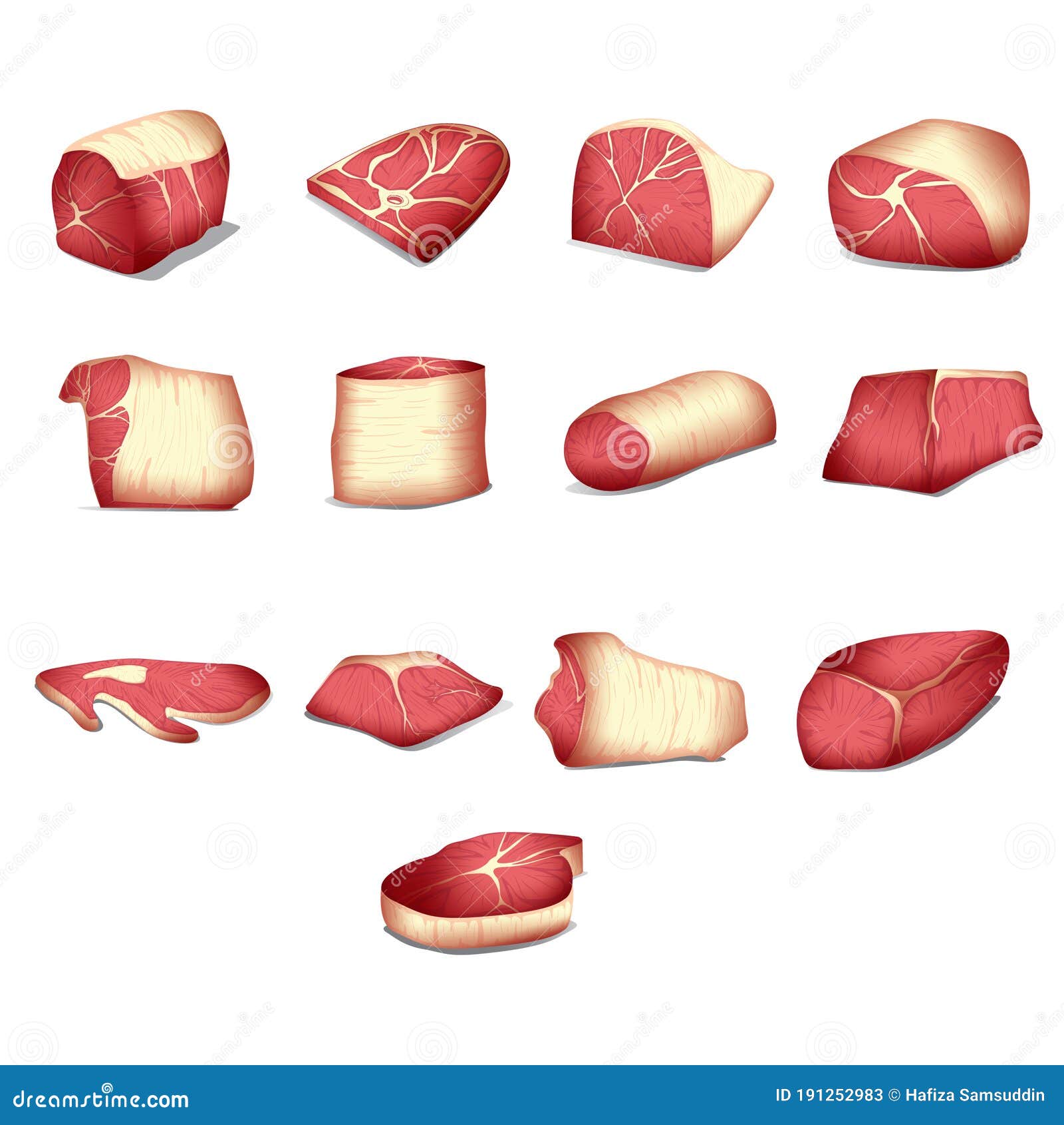 Meat Pieces. Vector Illustration Decorative Design Stock Vector ...
