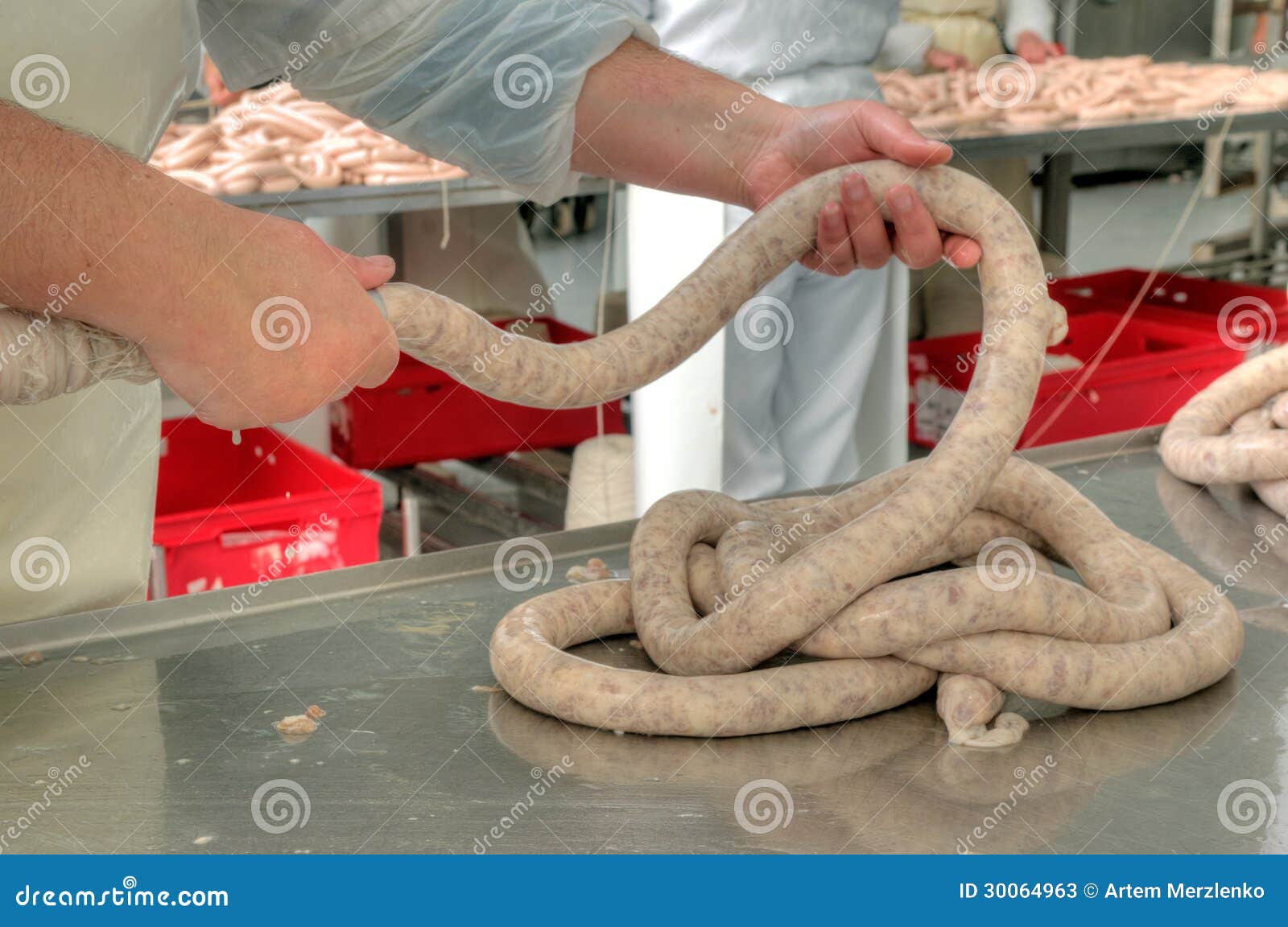 Close-up Making Sausages Automatic Process Stock Image - Image of ...
