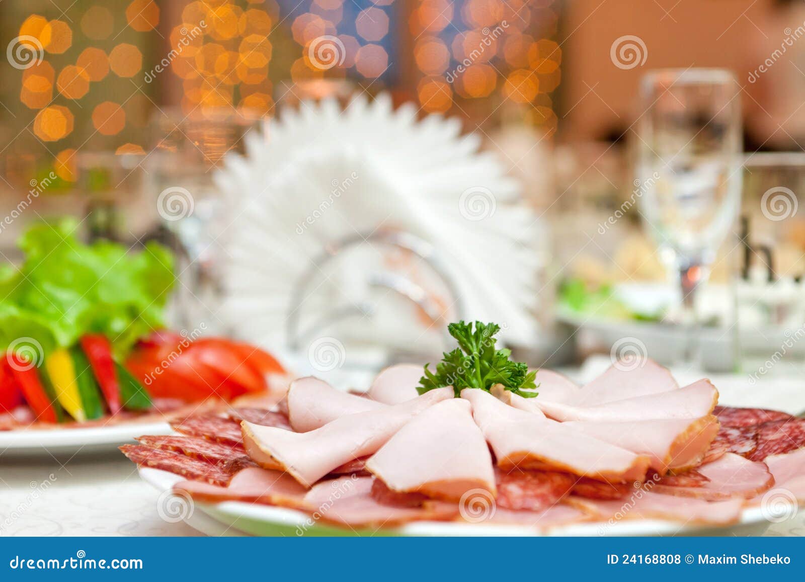 Meat on the plate stock photo. Image of cooked, baked - 24168808