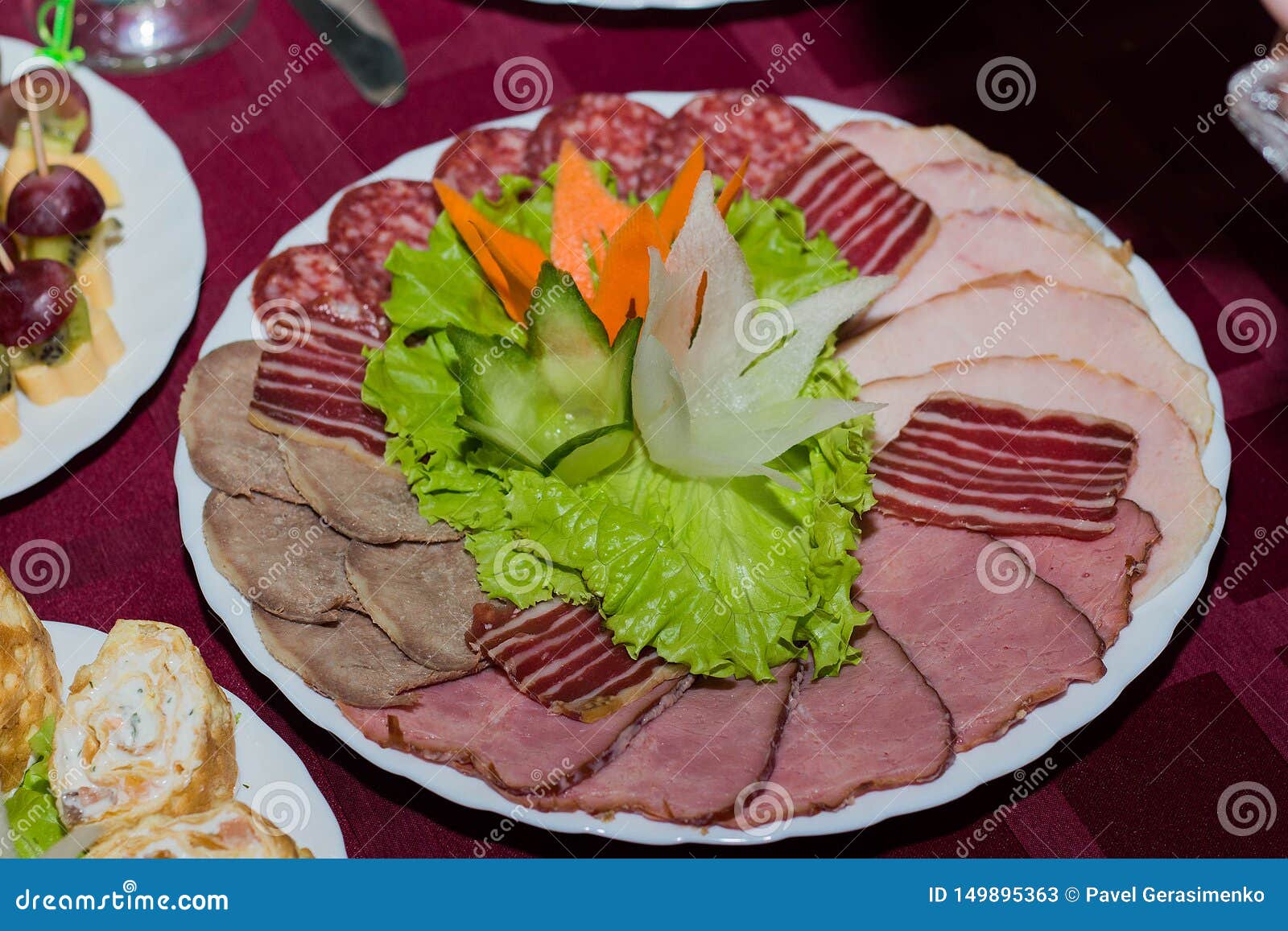 Meat Plate Serving on the Table in the Restaurant Stock Image - Image ...