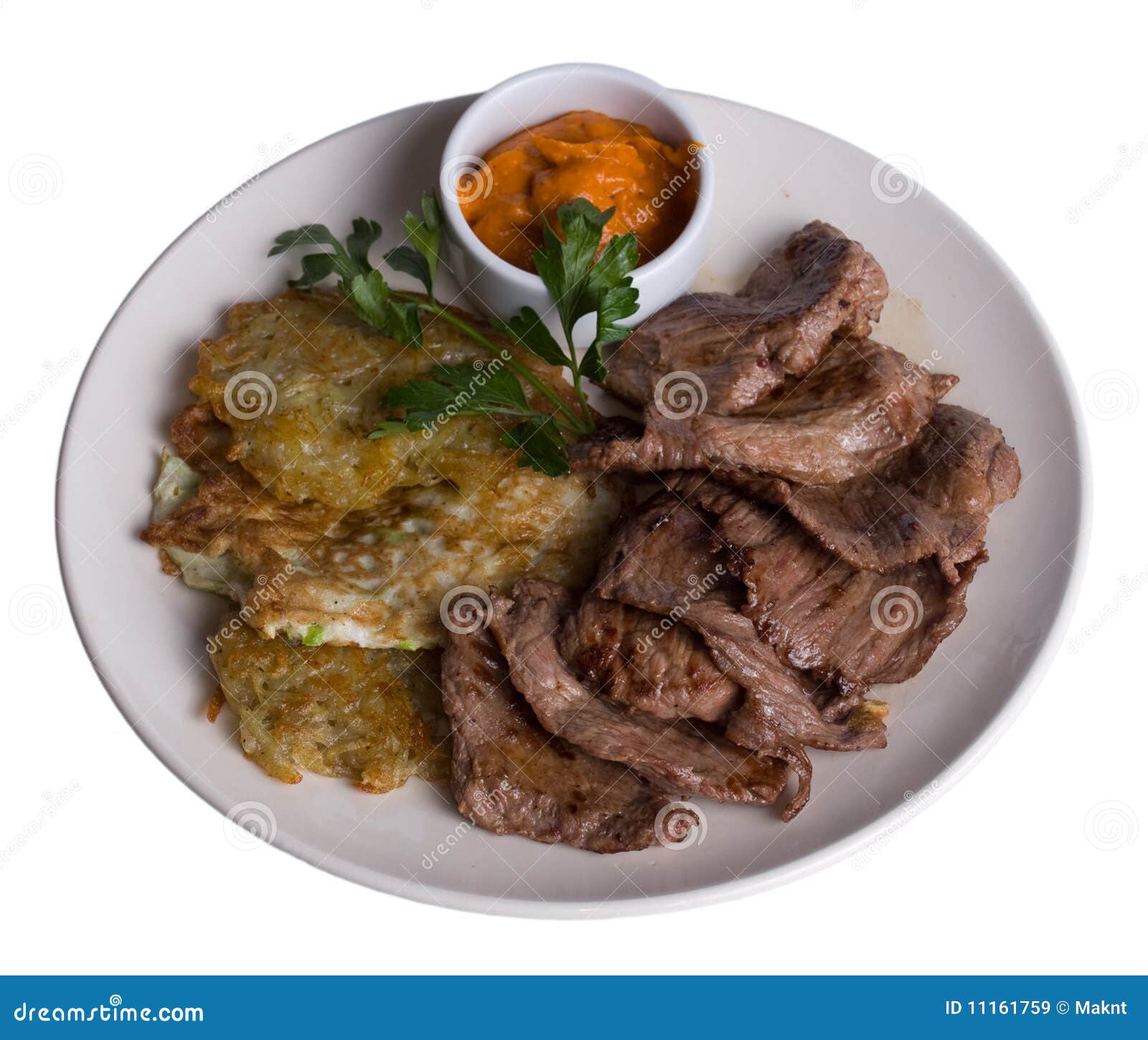 Meat on plates stock image. Image of focus, juicy, lunch - 11161759