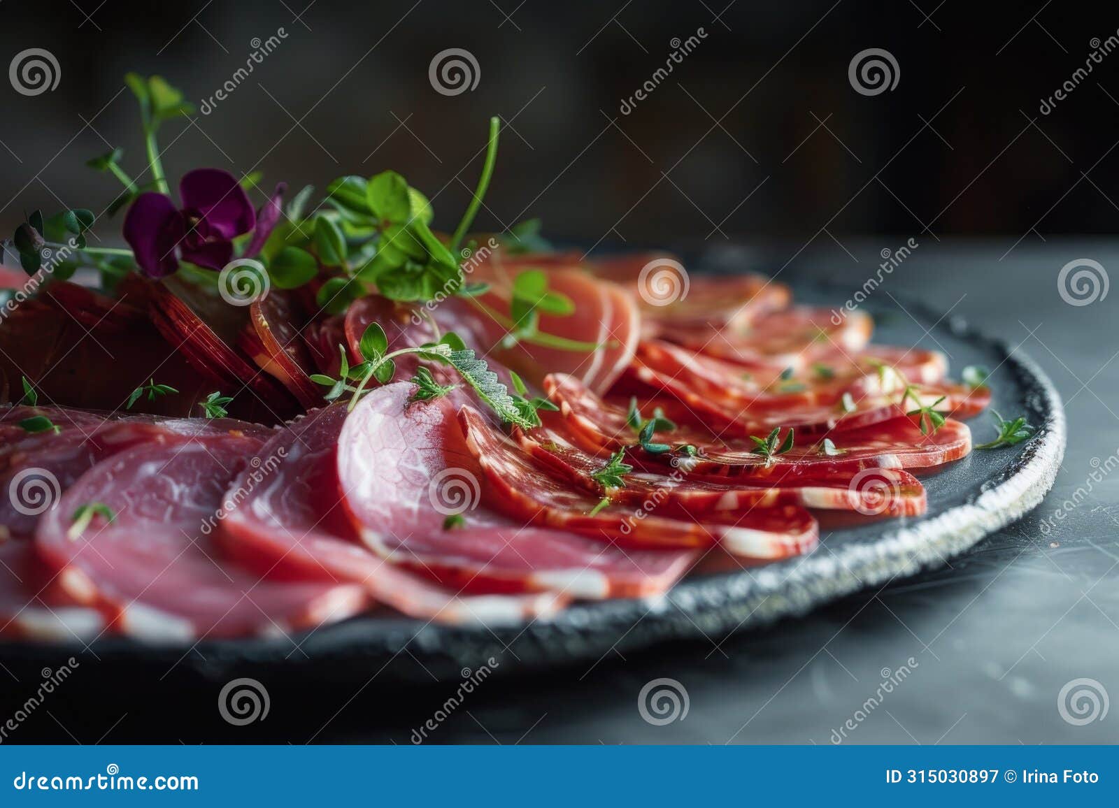 Meat Platter with Edible Flowers Stock Image - Image of arrangement ...