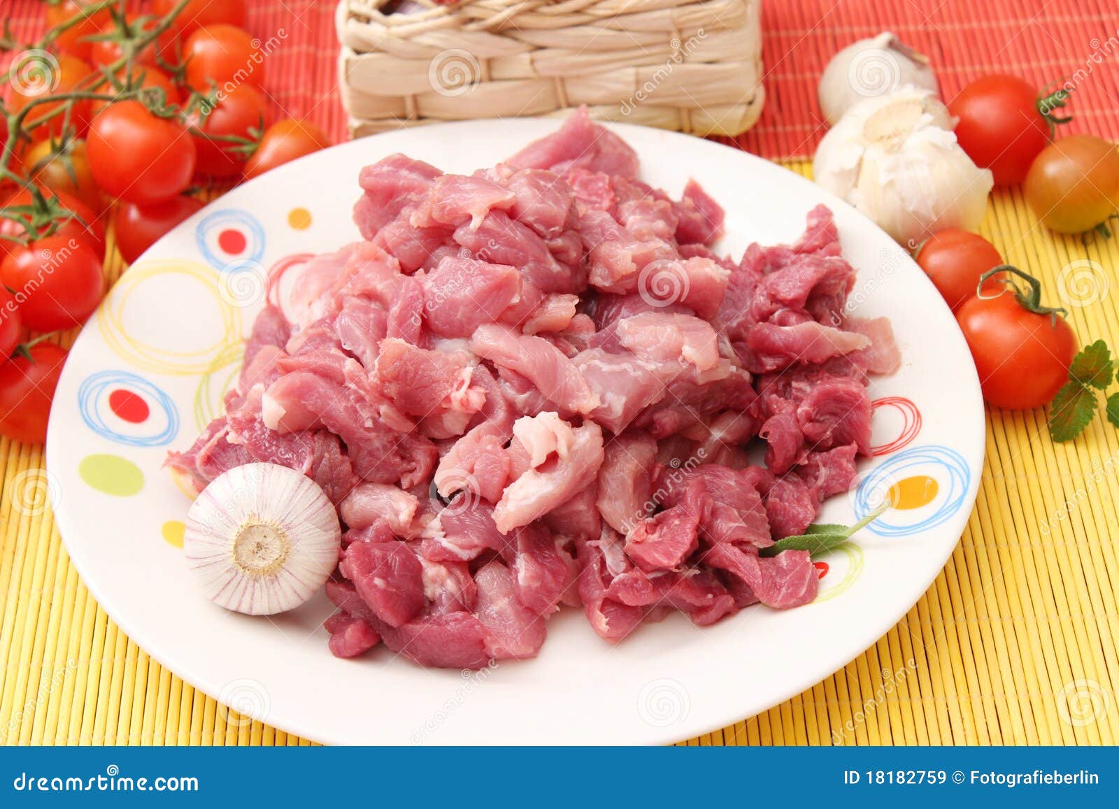 Meat of a pork stock image. Image of fresh, garlic, tomatoes - 18182759