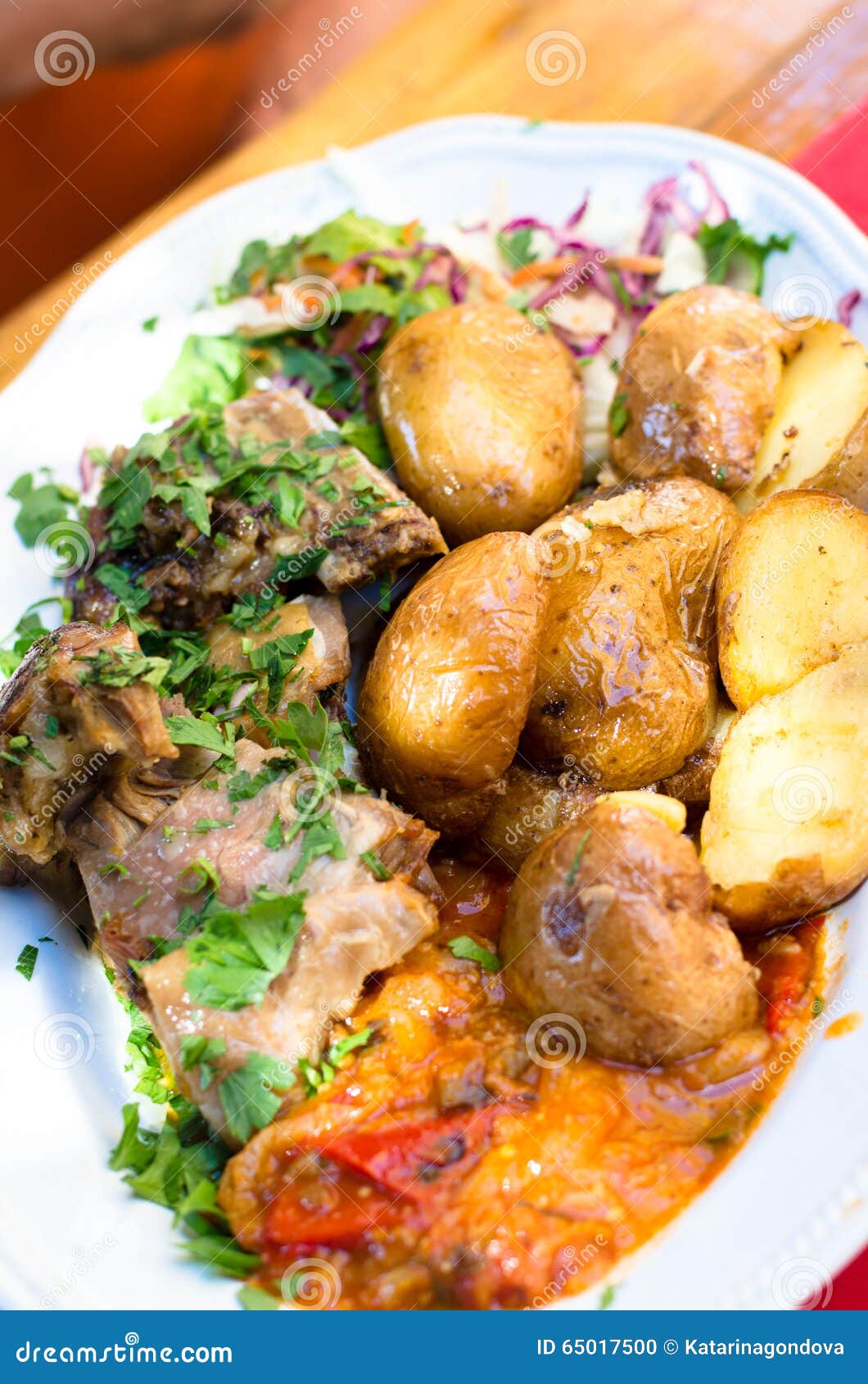 Meat with potatoes stock photo. Image of food, roasted - 65017500