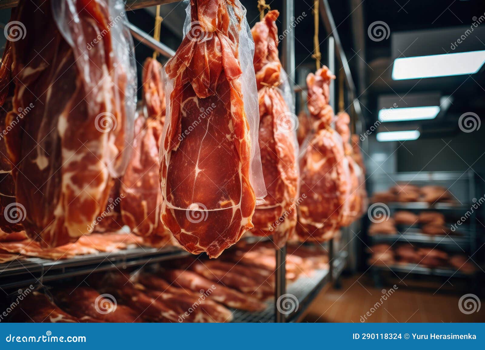 Meat Processing Plant. Raised Meat for Further Processing in the ...