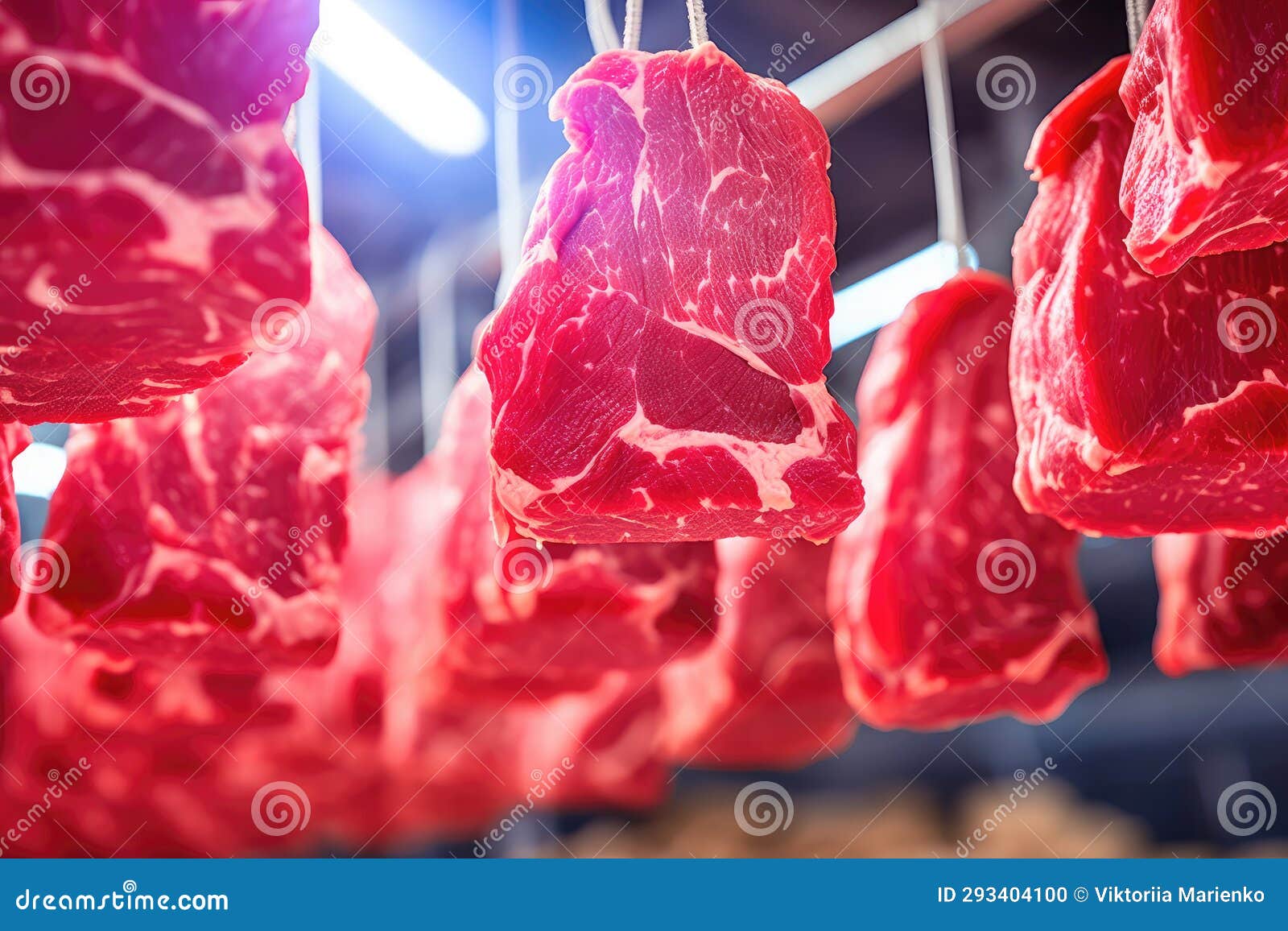 The Meat Processing Process Close Up Stock Illustration - Illustration ...