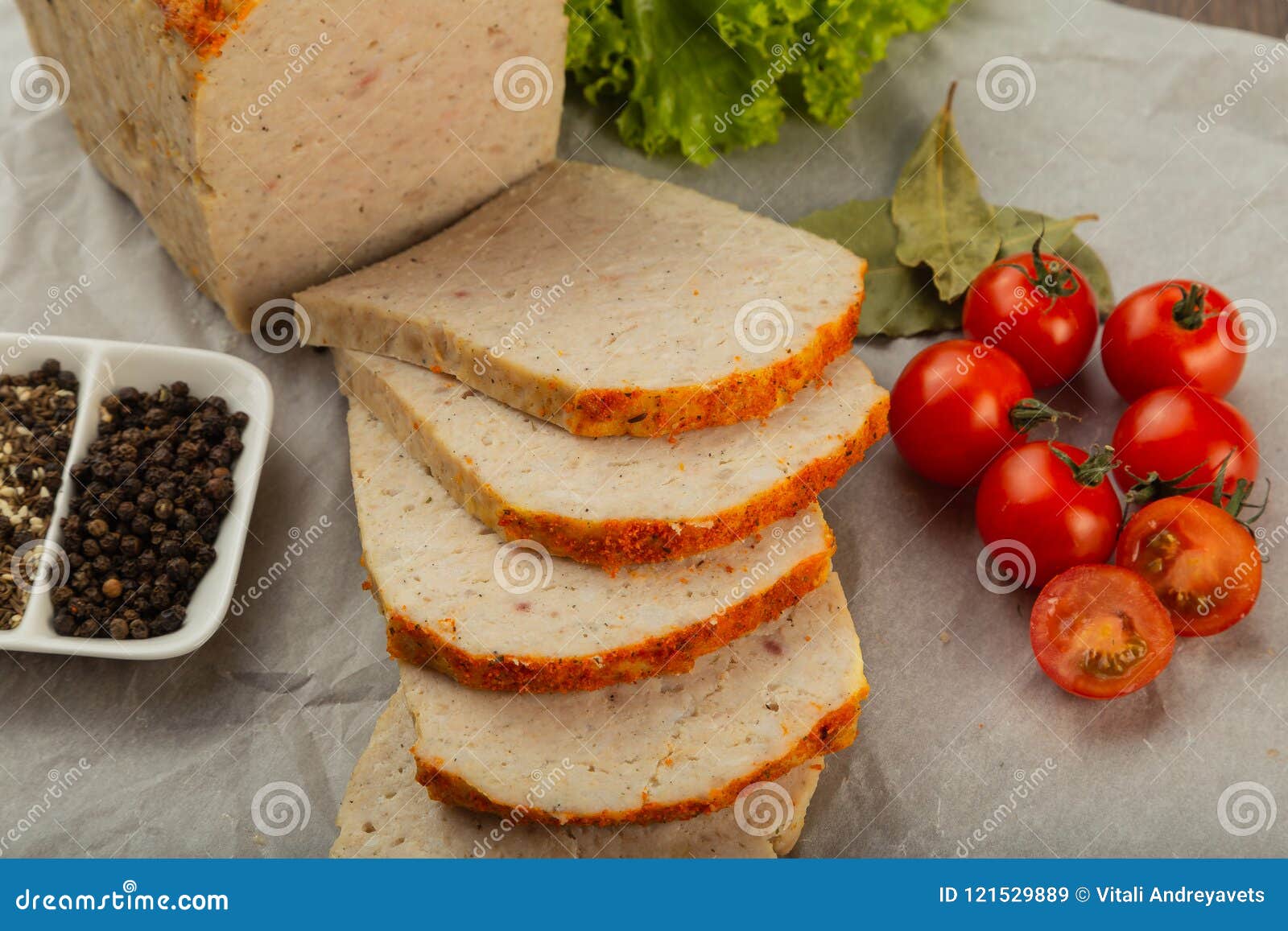 Meat Product in the Form of Bread with Spices and on Baking Paper ...