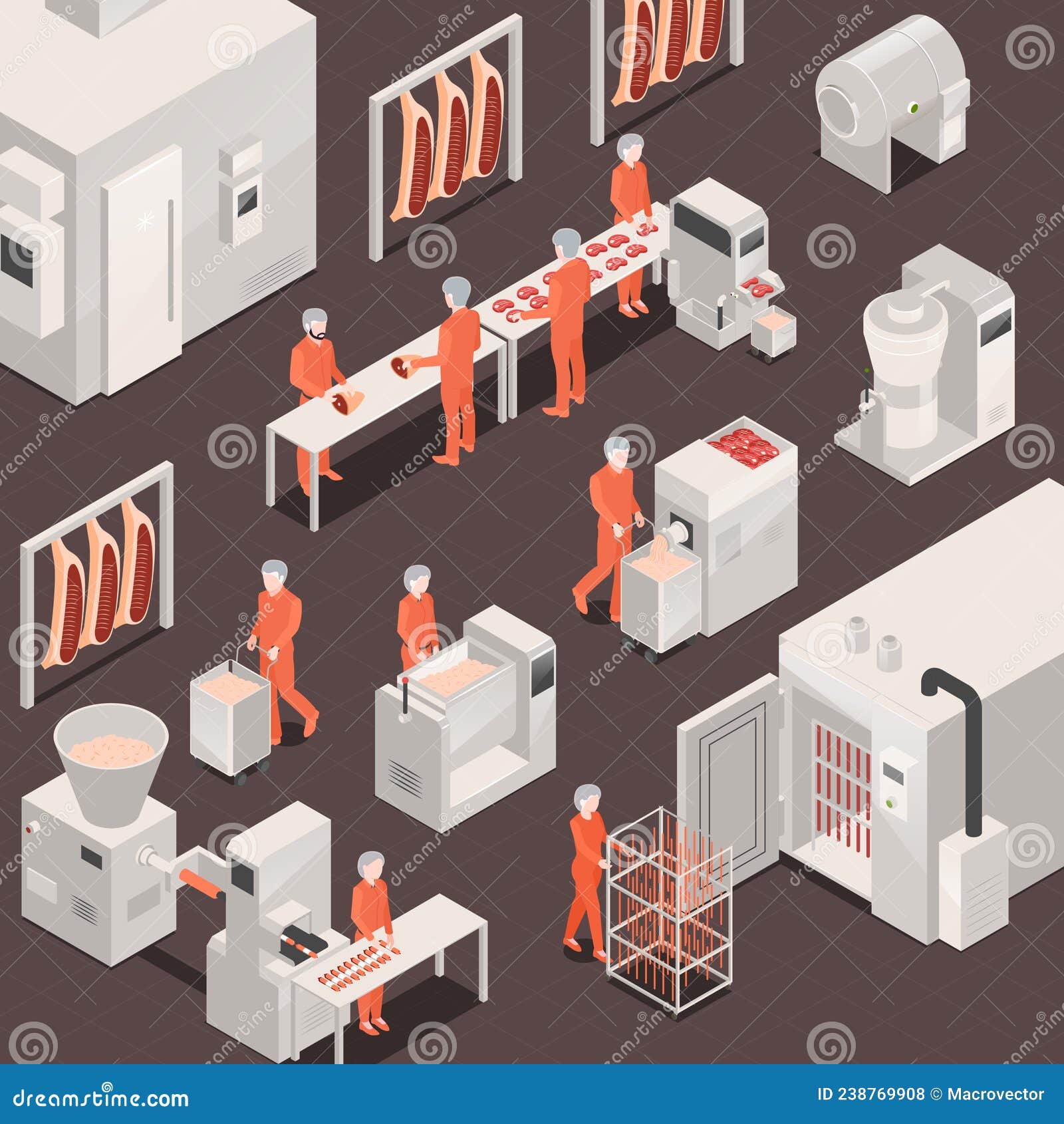 Meat Production Illustration Stock Vector - Illustration of fridge ...