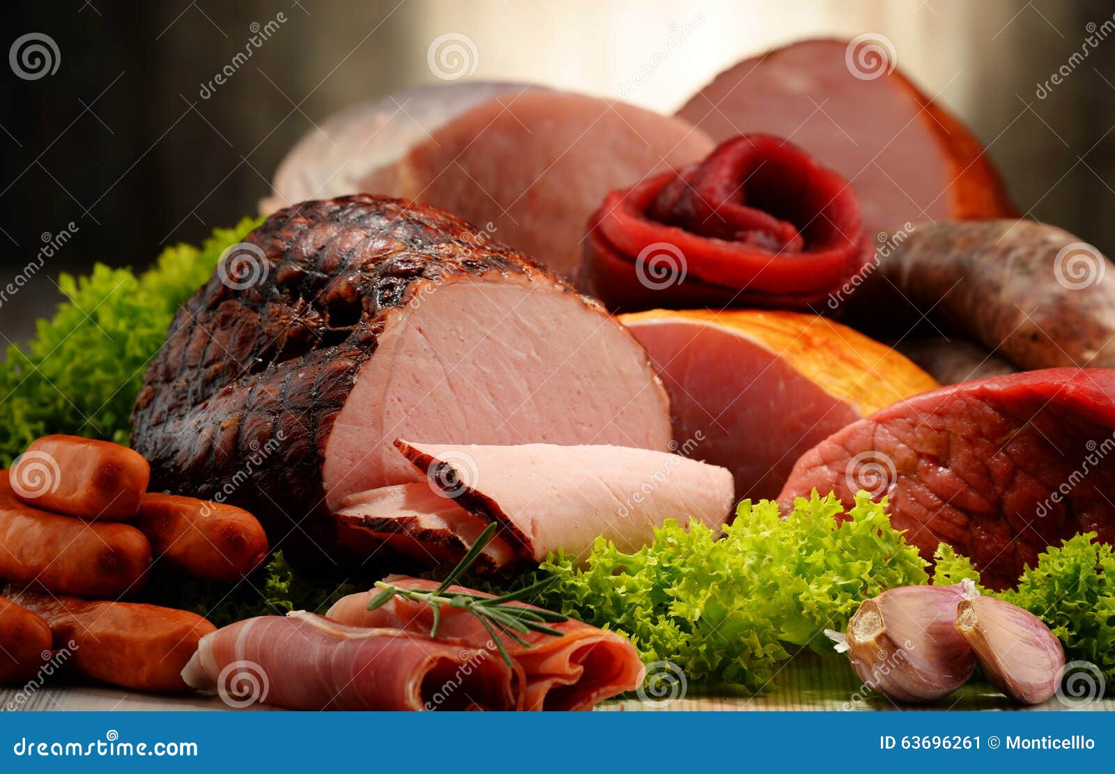 Meat Products Including Ham and Sausages Stock Image - Image of sausage ...