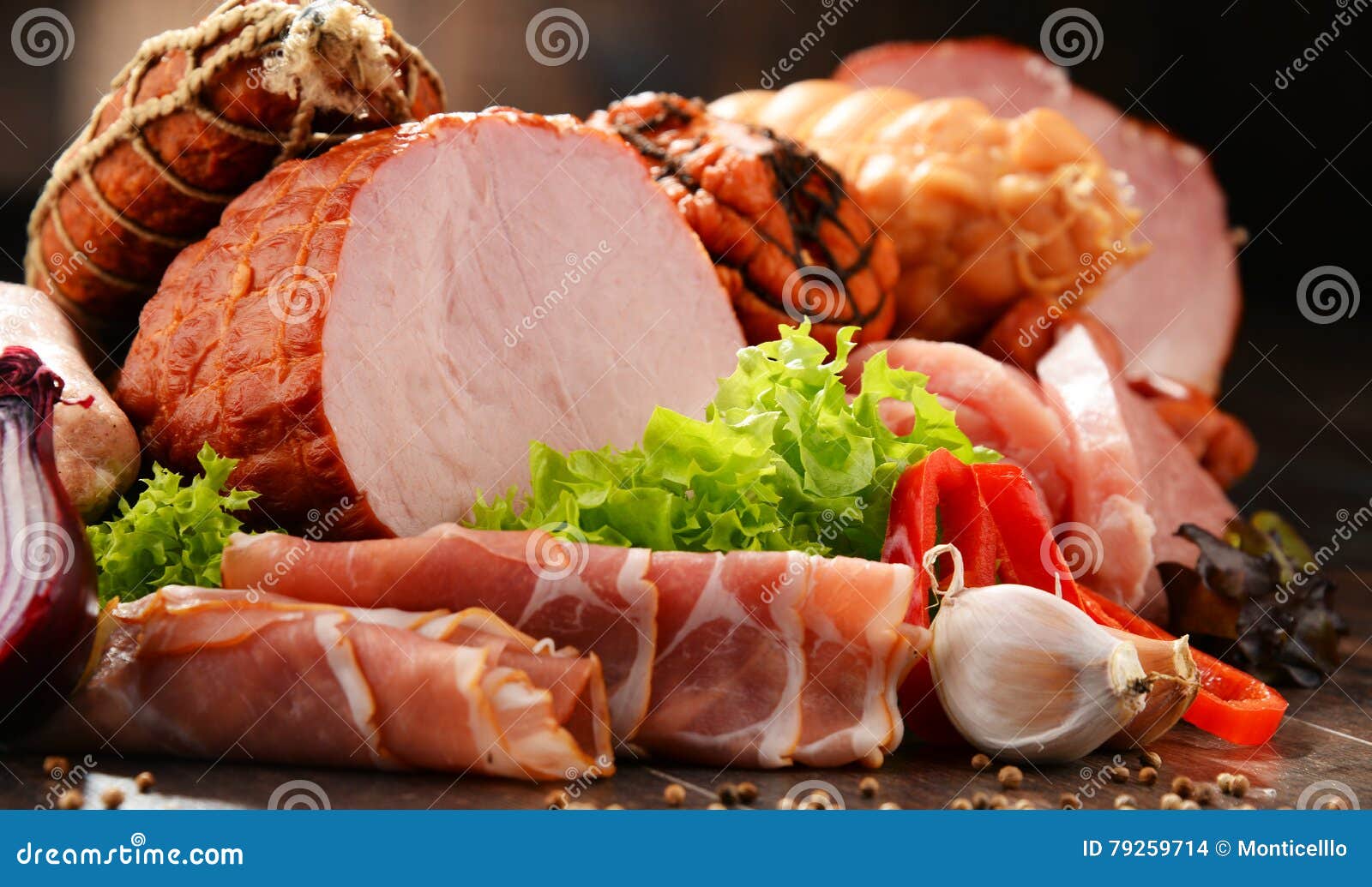 Meat Products Including Ham and Sausages Stock Photo - Image of ...
