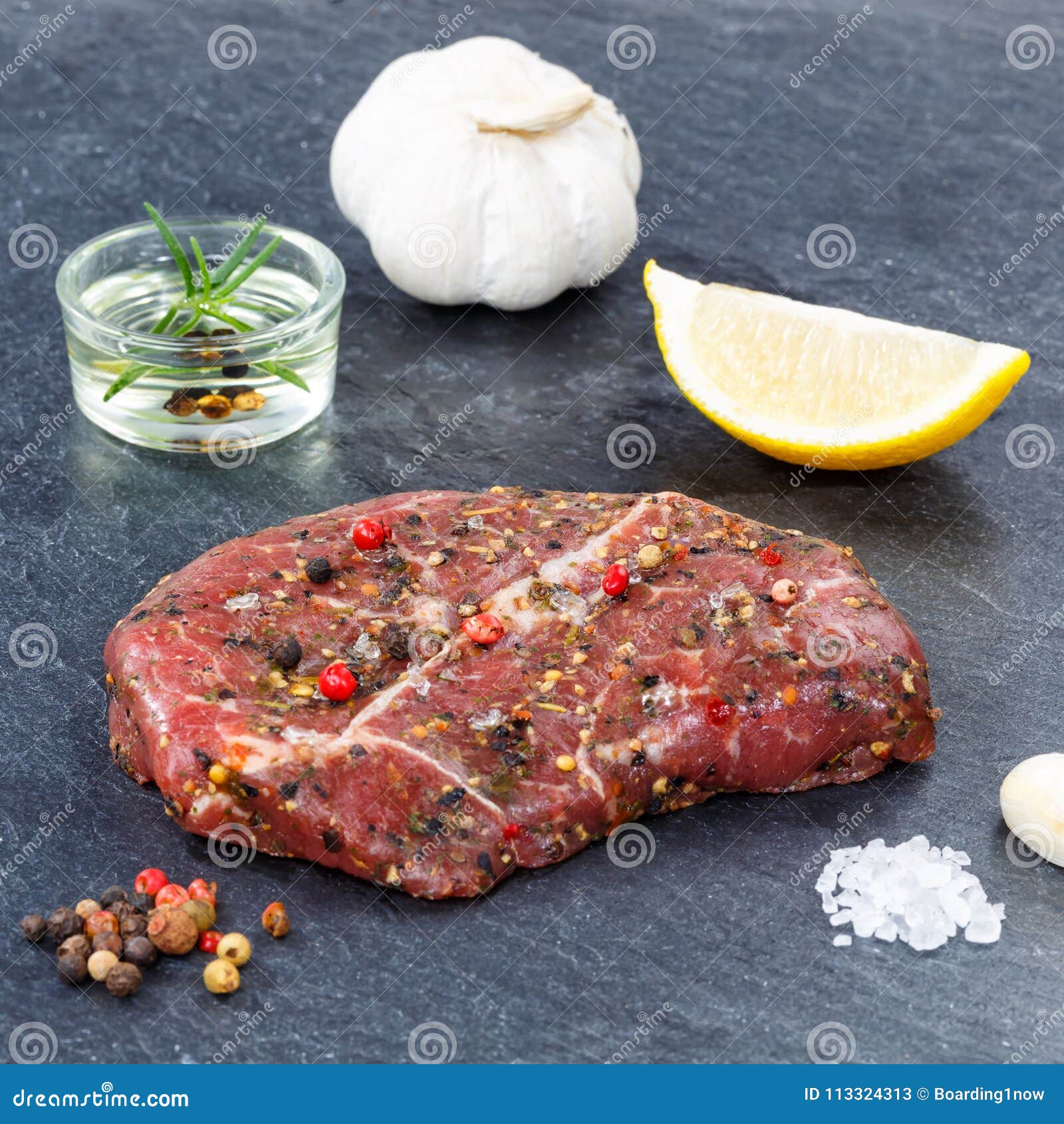 Meat Raw Beef Steak Square on Slate Stock Image - Image of cooking ...