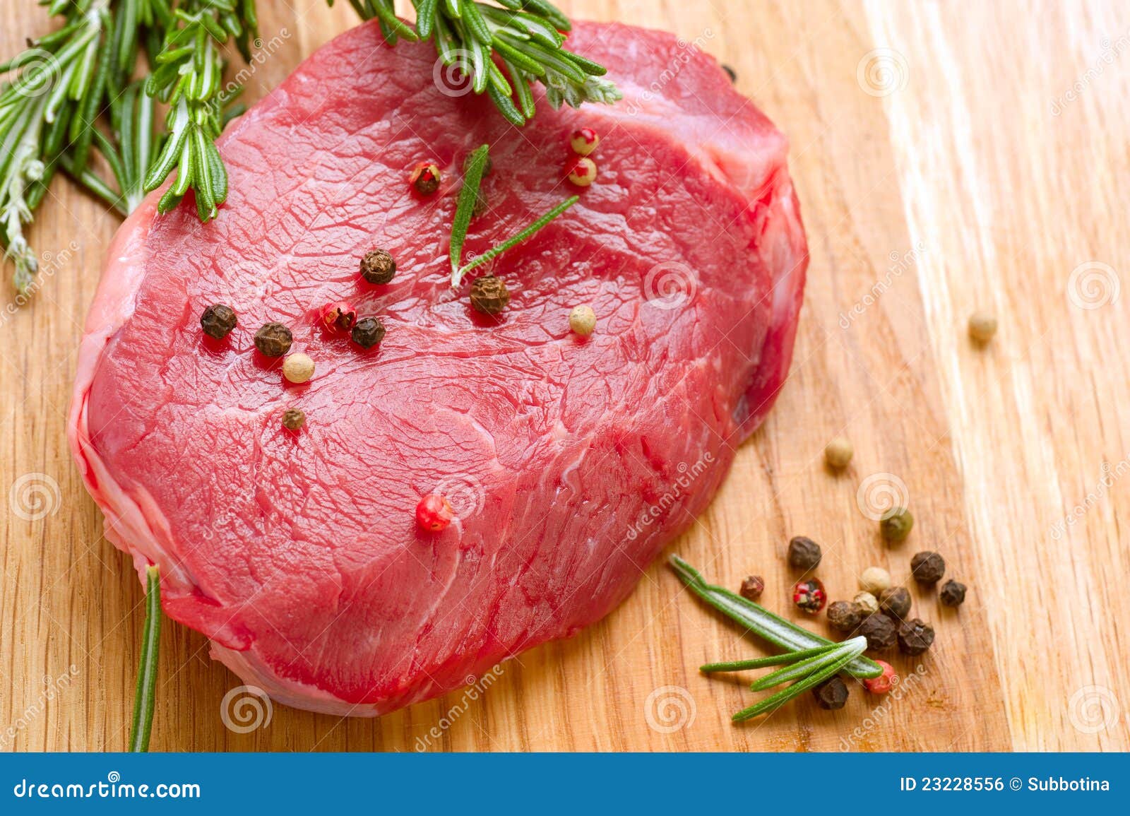 Meat Raw Steak stock photo. Image of juicy, herbs, pepper - 23228556