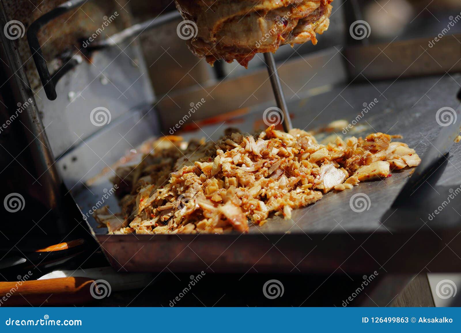 Meat Roasted on a Vertical Spit Stock Image - Image of making, chicken ...