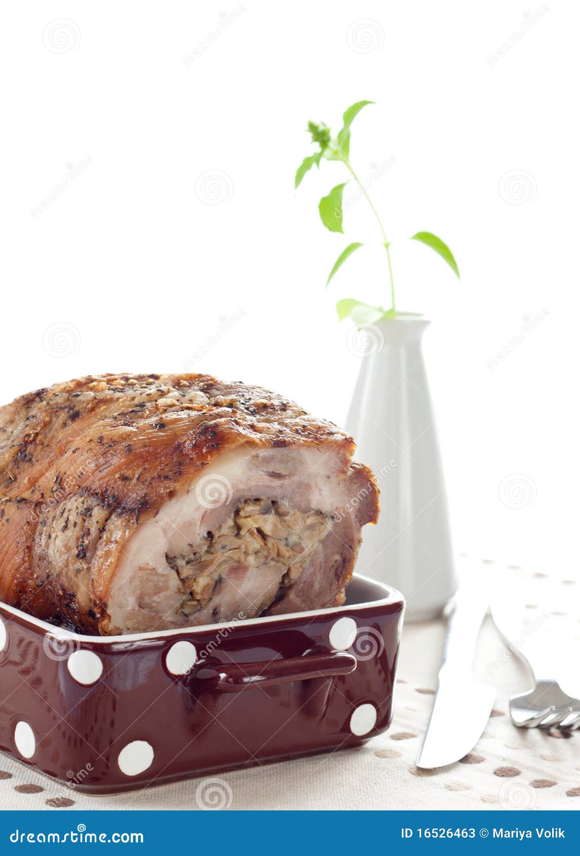 Meat roll stock image. Image of knife, meat, roasted - 16526463