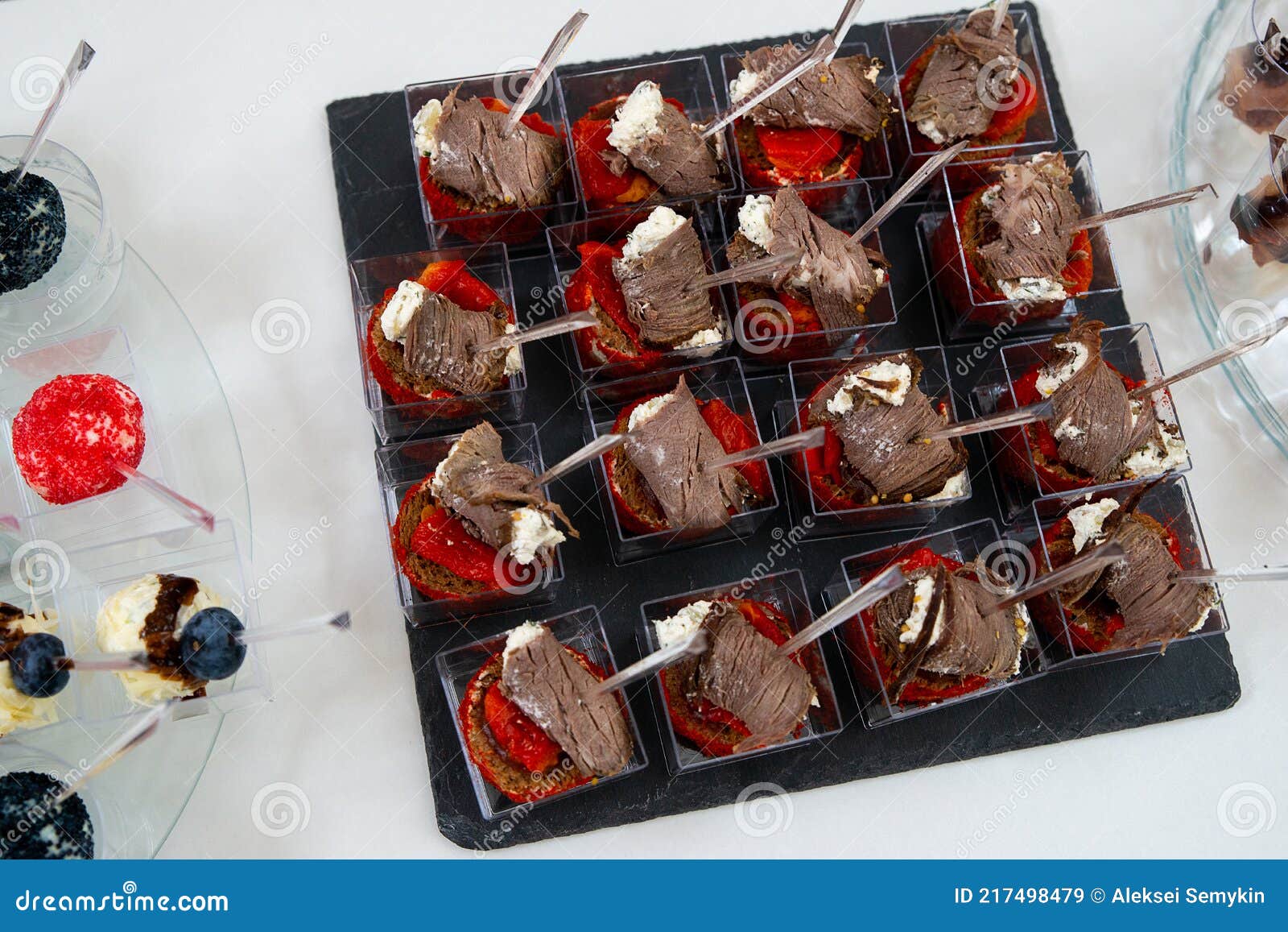Meat Rolls at a Buffet Table. Canapes Stock Image - Image of rolls ...