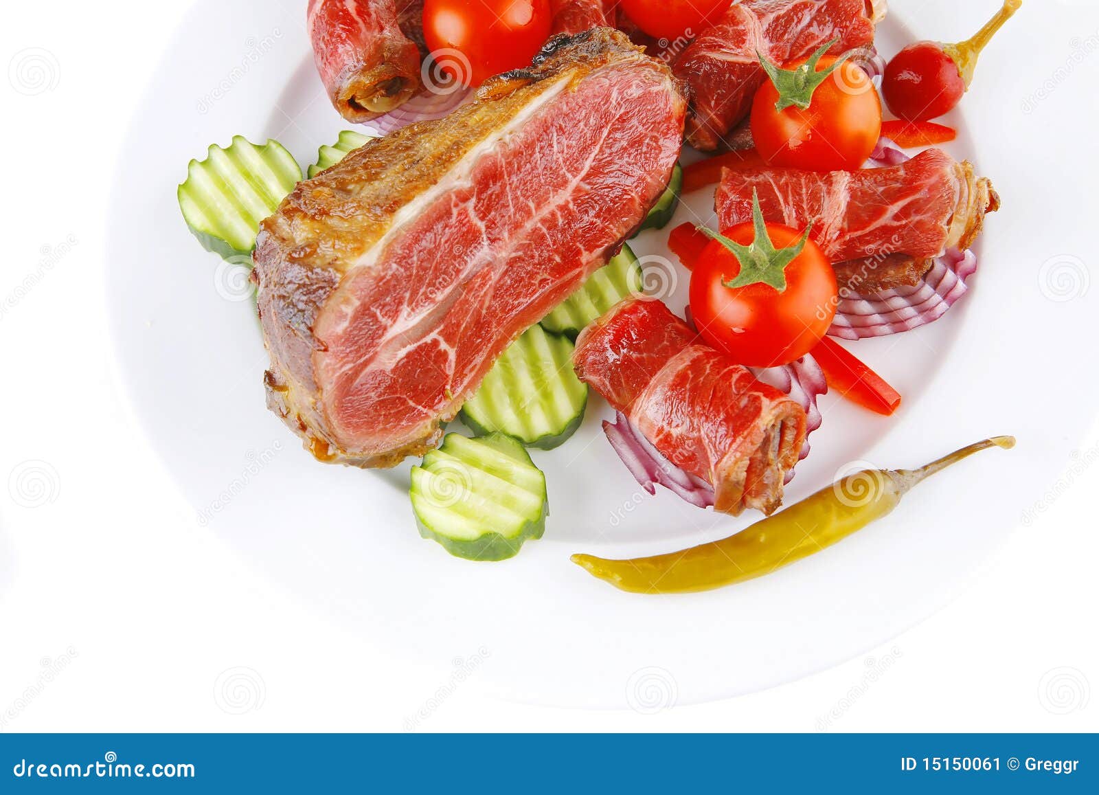 Meat Rolls and Chunk on White Stock Image - Image of dinner, meal: 15150061