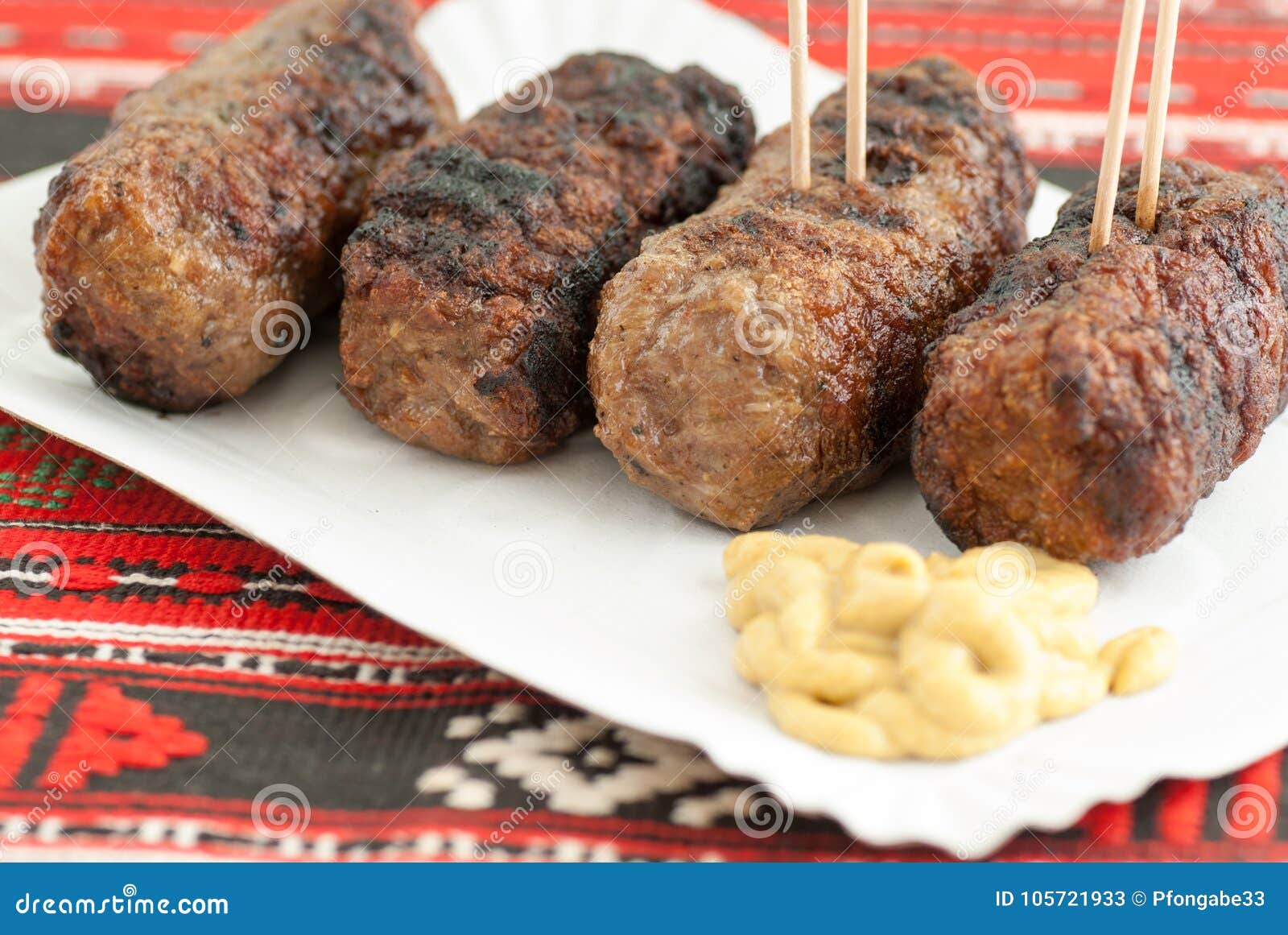 Meat Rolls Romanian Mici Mititei with Mustard Stock Image - Image of ...
